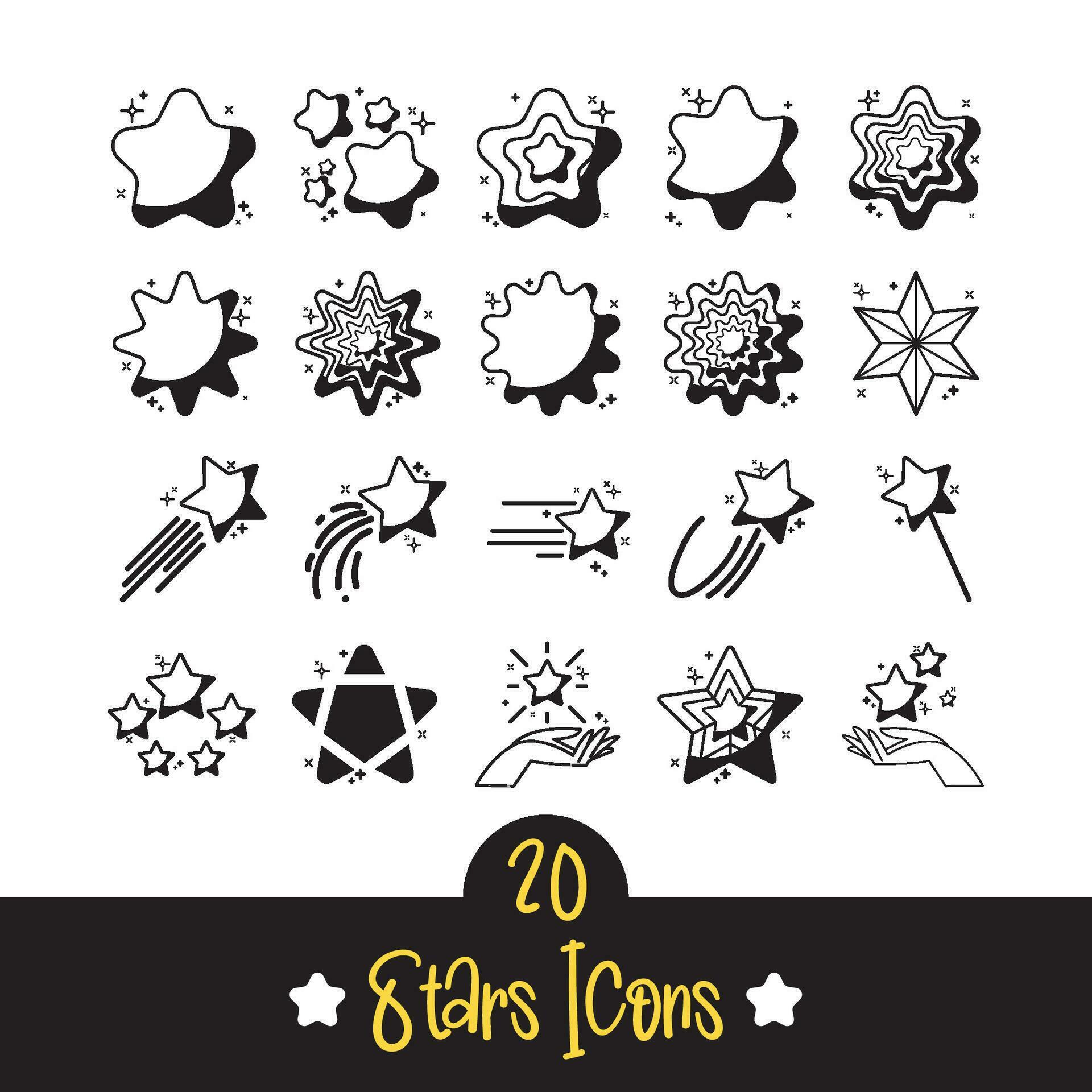 Set of monochrome star shape icons Vector illustration 34206275 Vector Art at Vecteezy