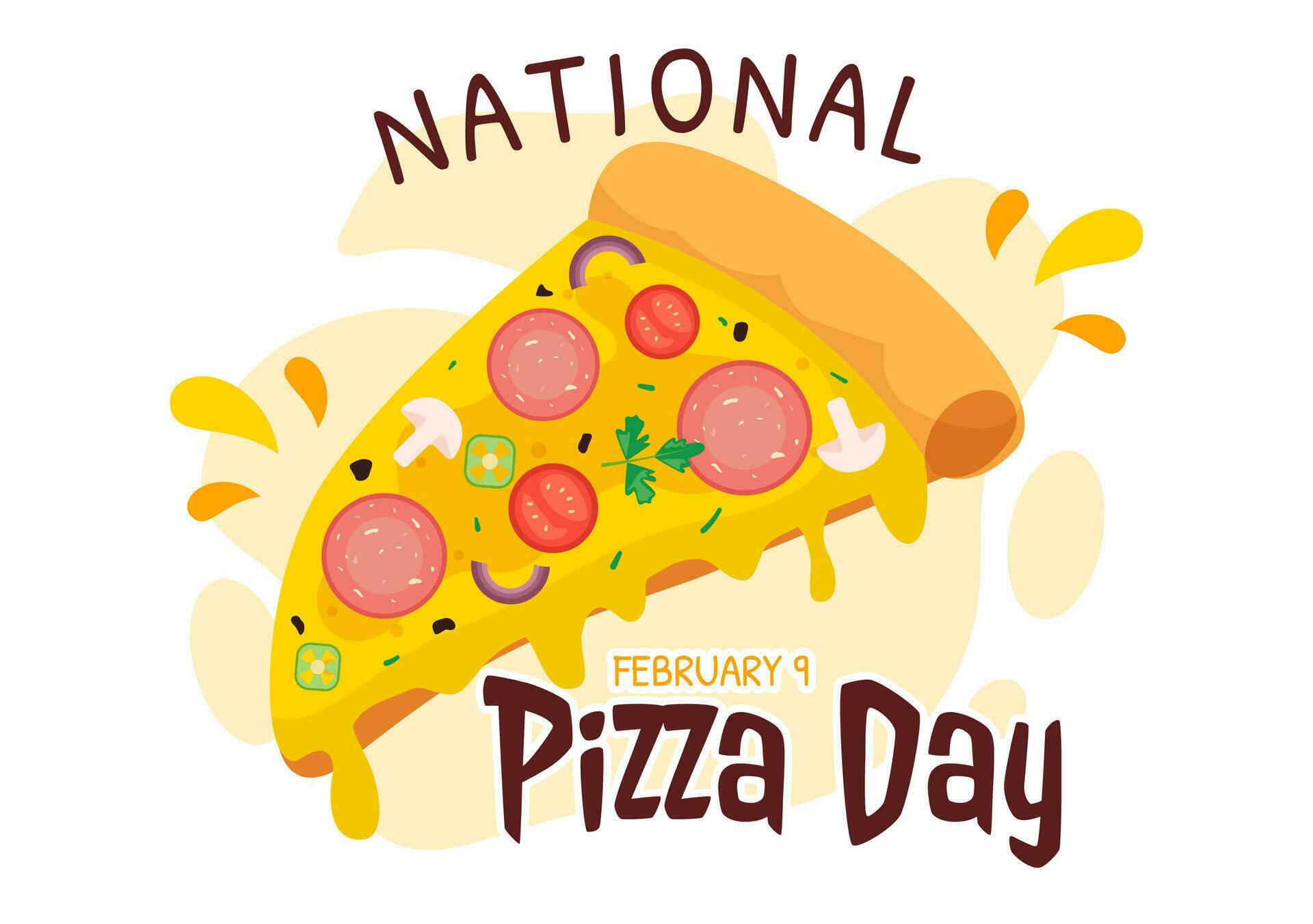 National Pizza Day Vector Illustration on February 9 with Various ...