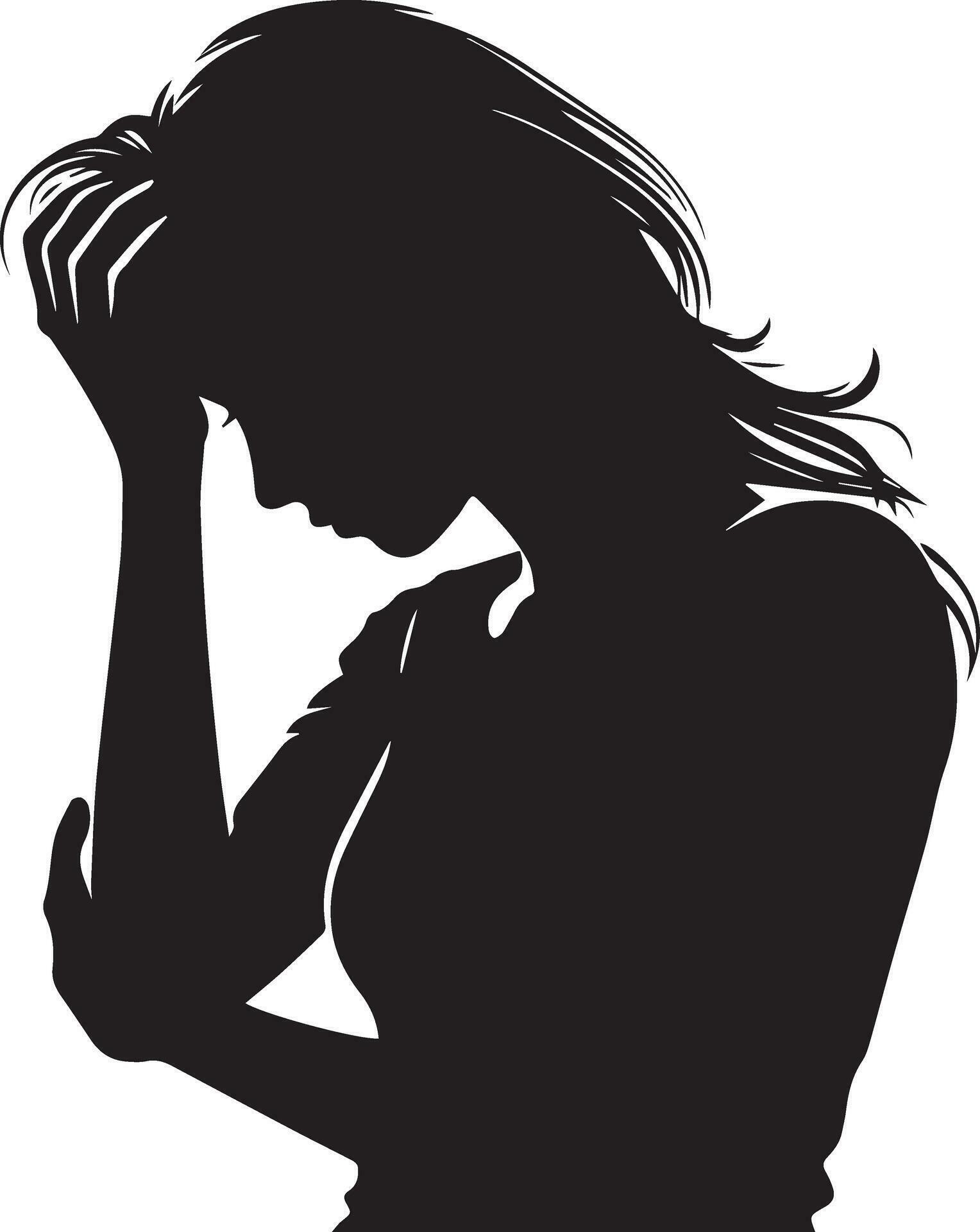 Upset Woman vector silhouette illustration 34212644 Vector Art at Vecteezy