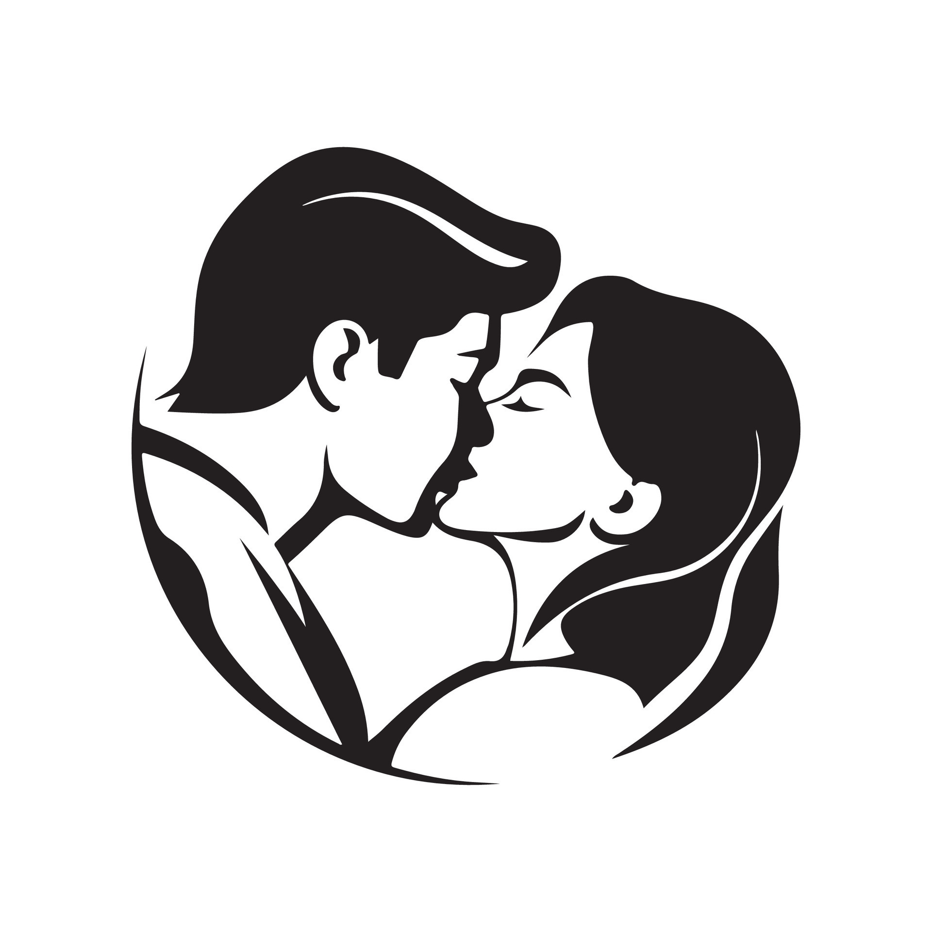 Couple Kissing Silhouette Drawing Vector 34213188 Vector Art At Vecteezy