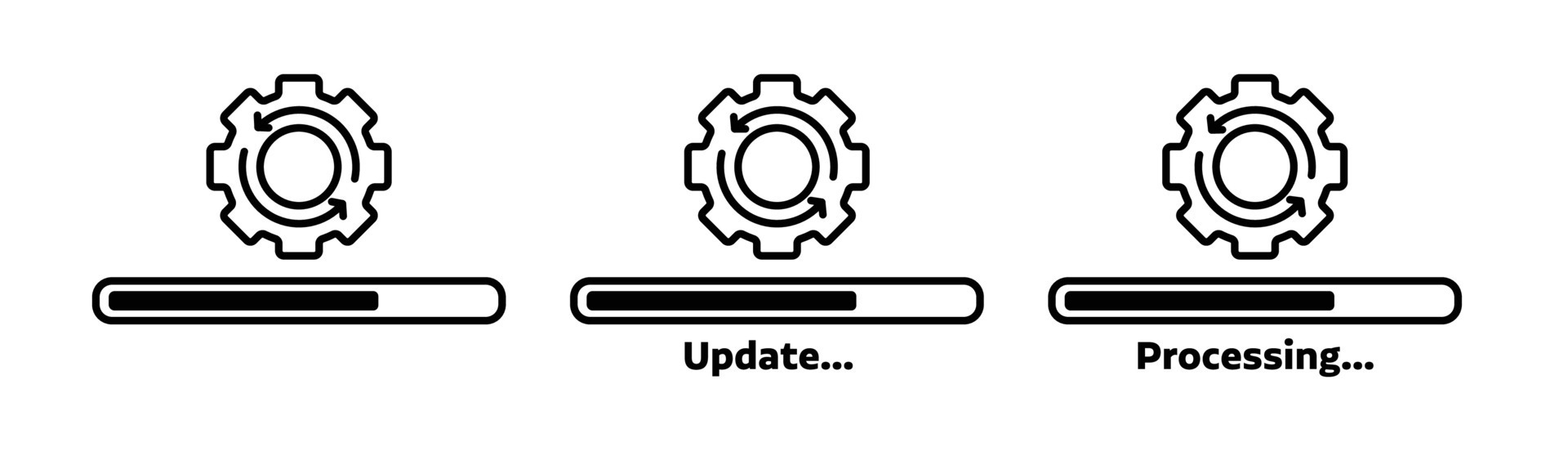 System Update Icon Set System Operations Icon Set With Gear Sign Work Progress Status