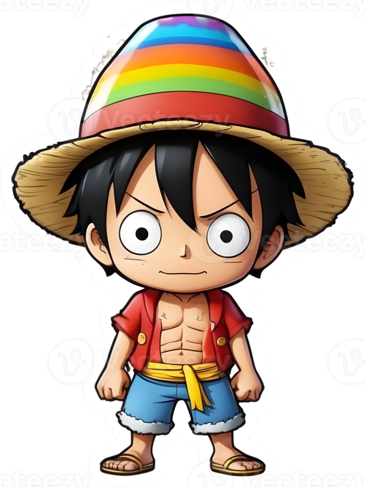 One Piece Luffy With Rainbow Color Ai Generative 34217968 Png