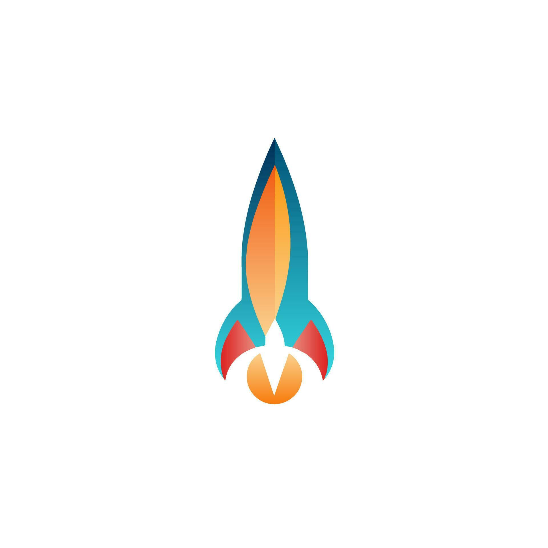 Software development startup filled colorful logo. Rocket launch simple ...