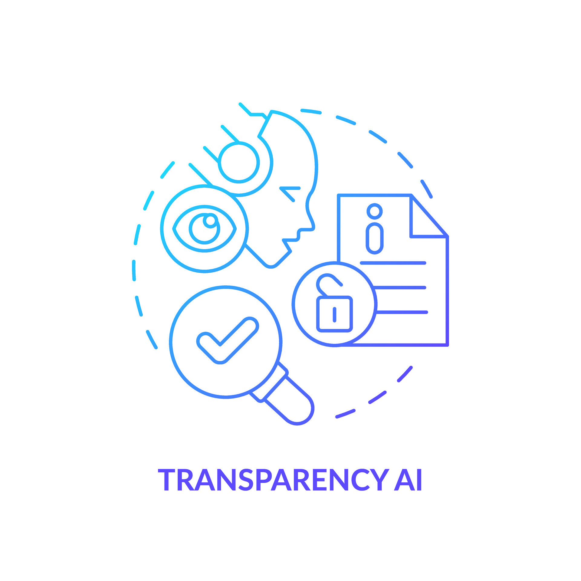 2D gradient transparency AI icon, simple isolated vector, cyber law ...