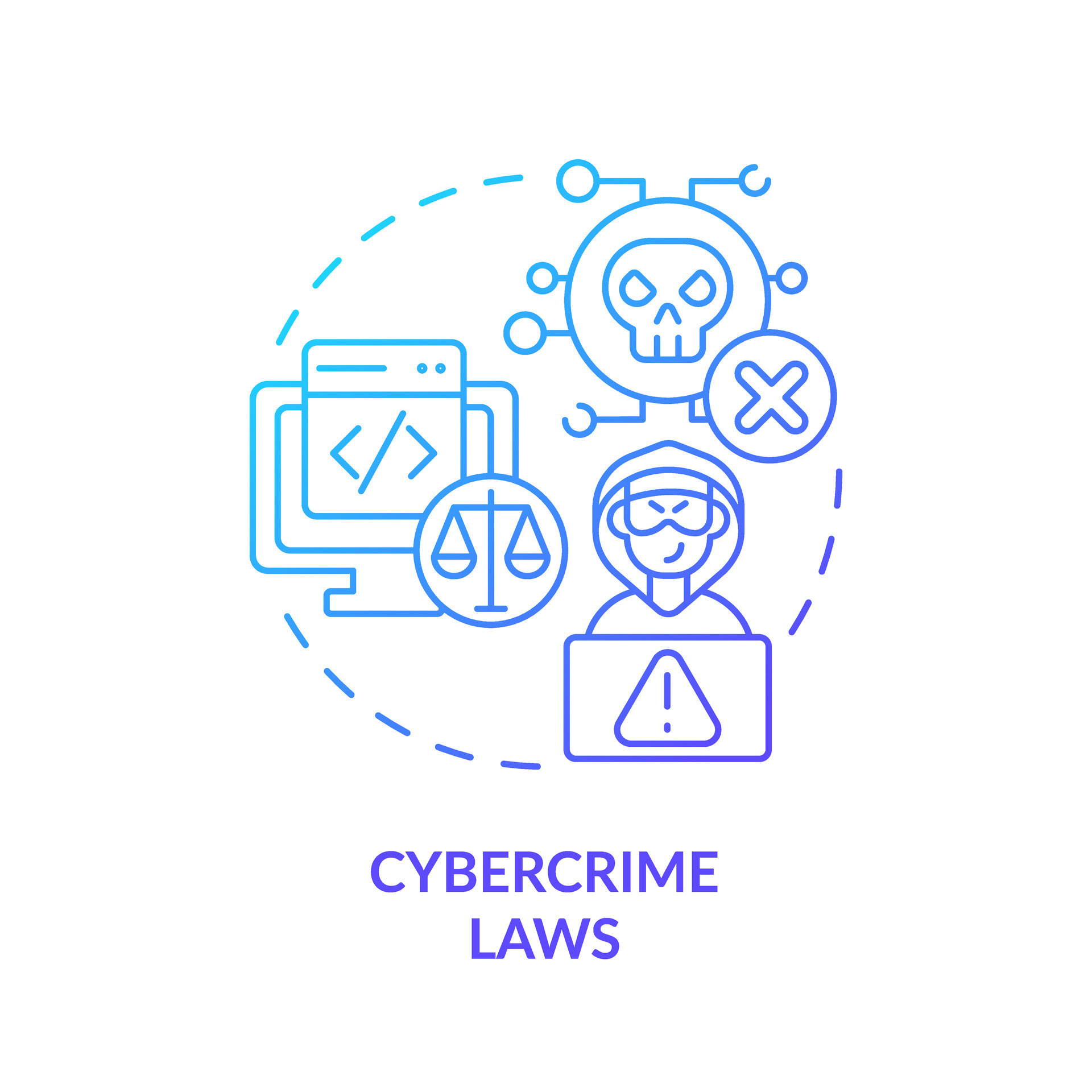 2D gradient cybercrime laws icon, simple isolated vector, cyber law ... 2D gradient cybercrime laws icon, simple isolated vector, cyber law ...