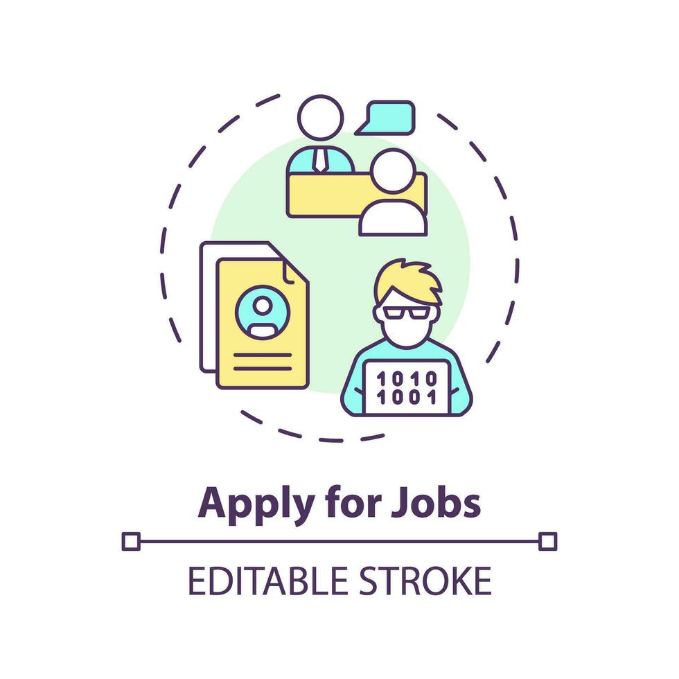 2D editable multicolor apply for jobs icon, simple isolated vector, AI ...