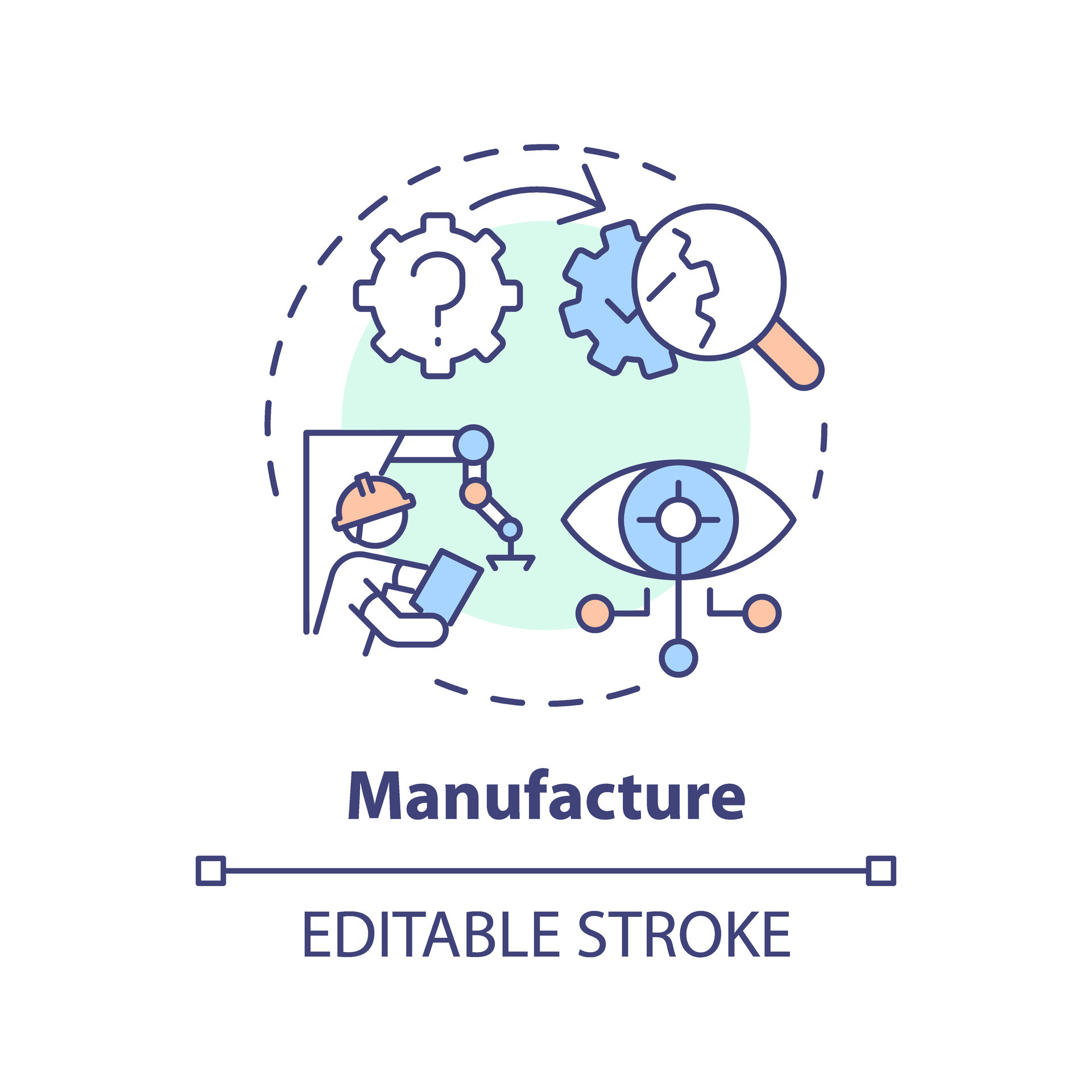 2d Editable Multicolor Manufacture Icon Simple Isolated Vector Ai Engineer Thin Line