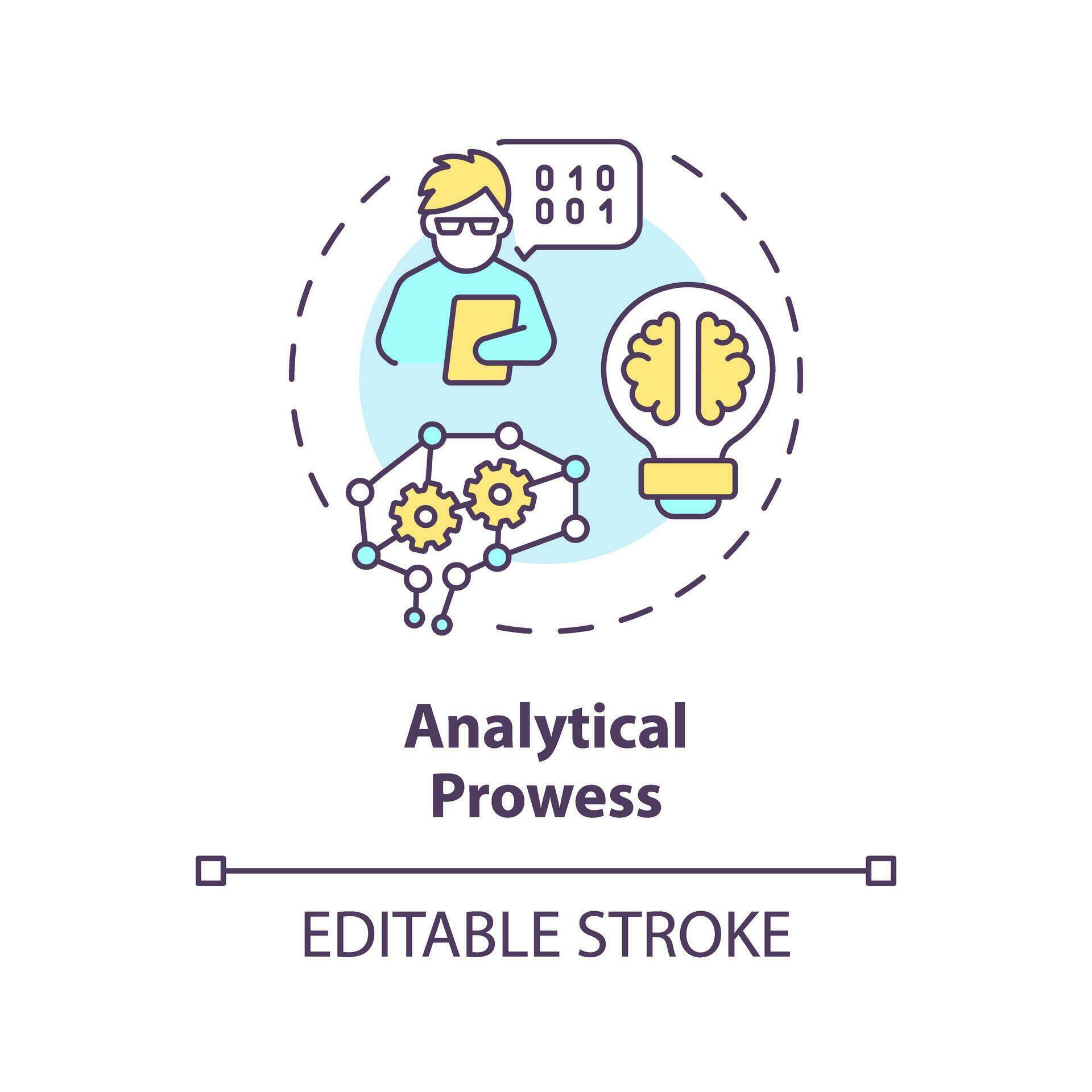2D editable multicolor analytical prowess icon, simple isolated vector ...
