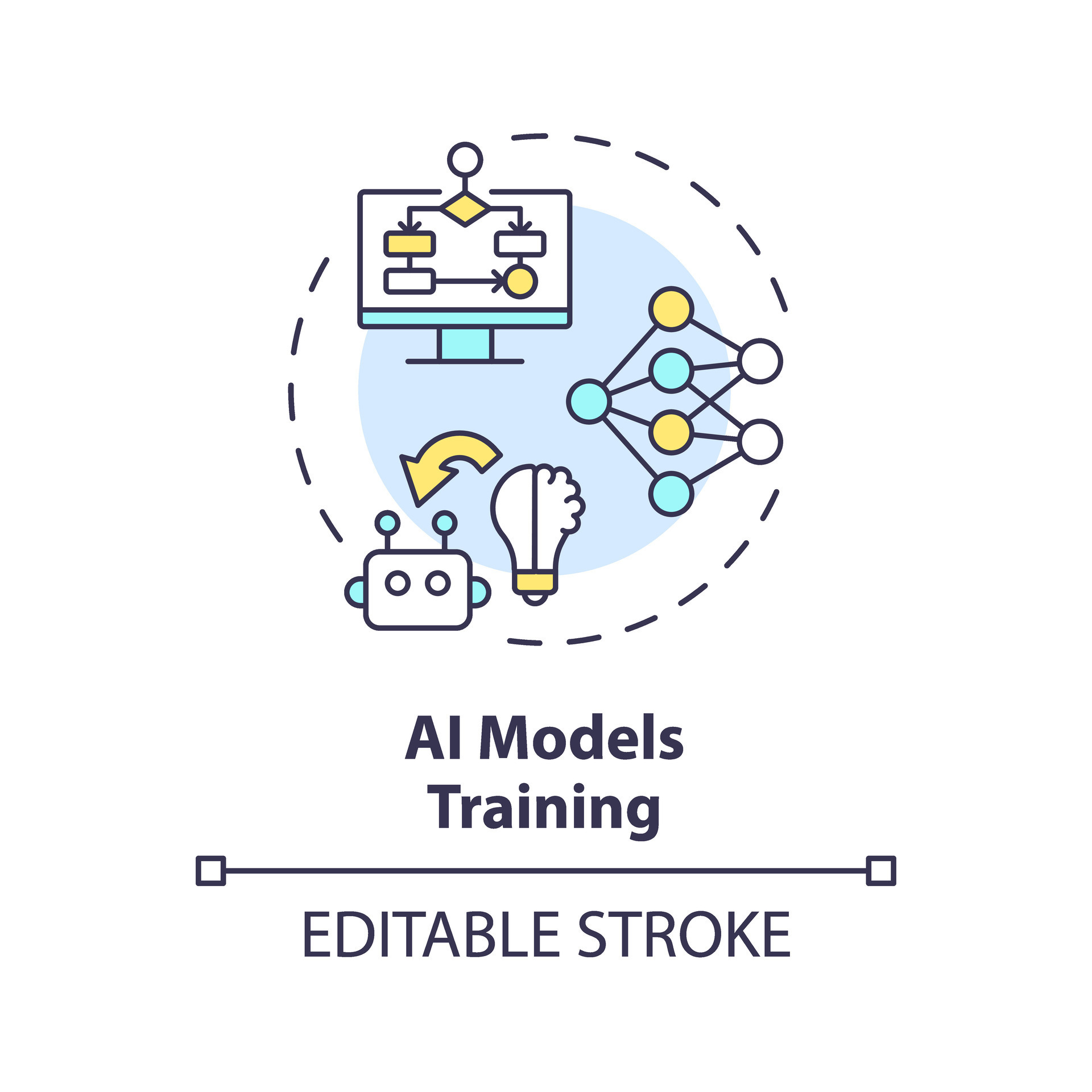 2d Editable Multicolor Ai Models Training Icon Simple Isolated Vector