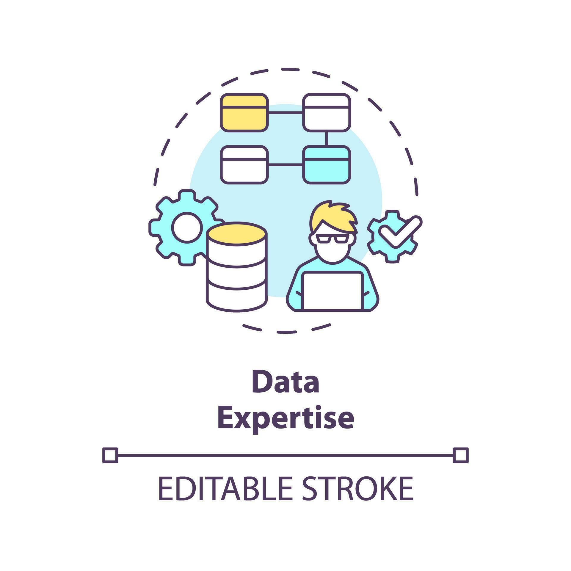 2D editable multicolor data expertise icon, simple isolated vector, AI ...