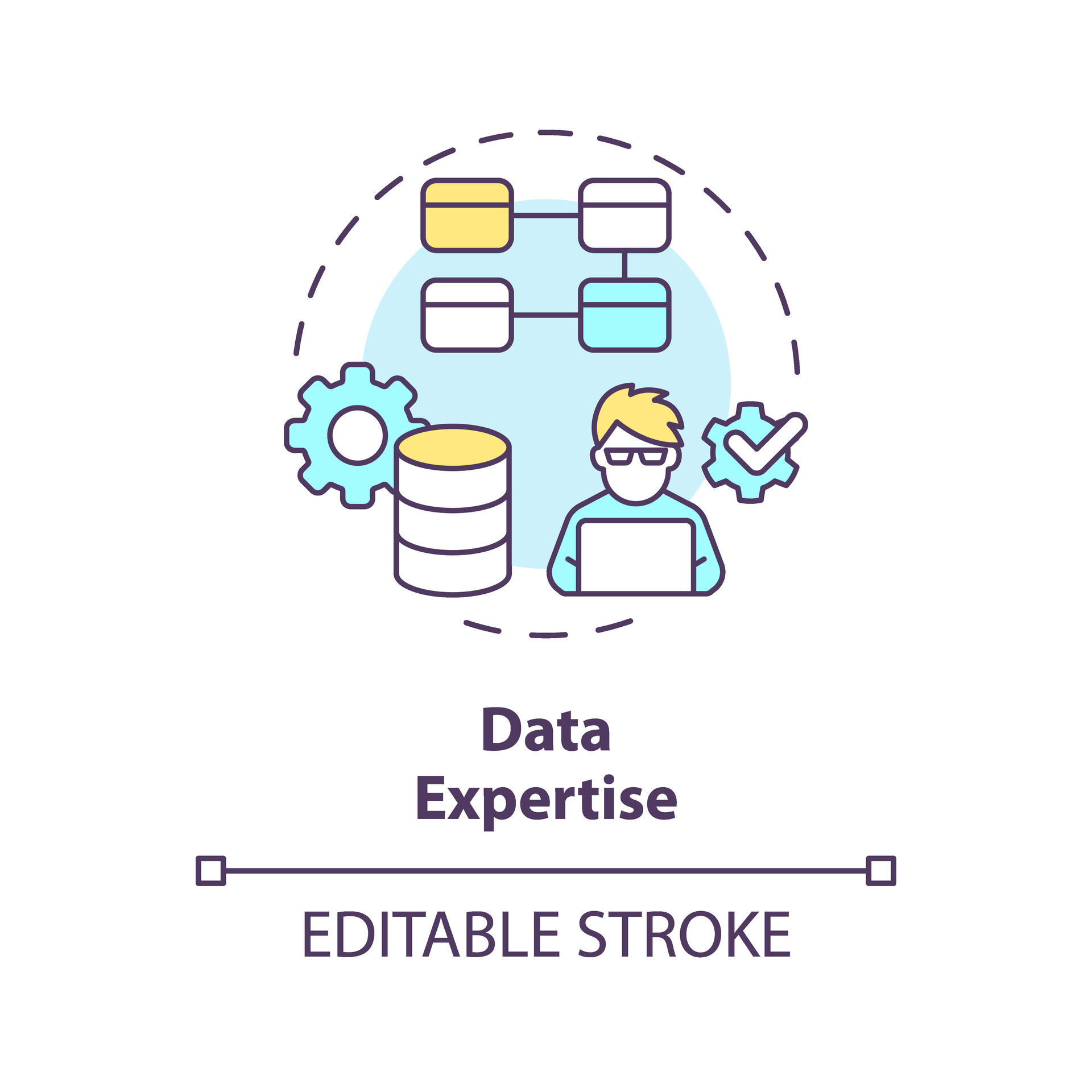 2D editable multicolor data expertise icon, simple isolated vector, AI ...
