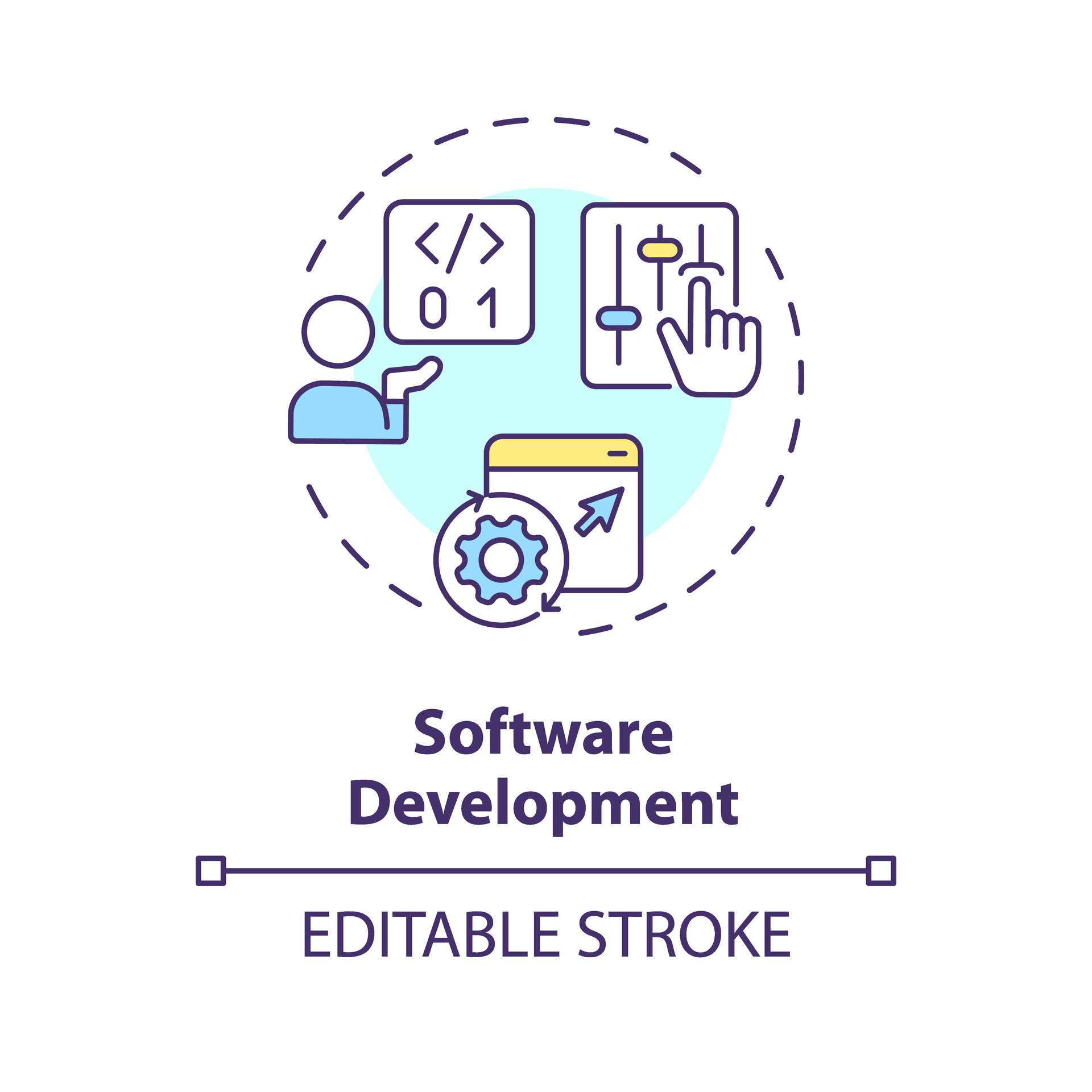 2D editable multicolor software development icon, simple isolated ...