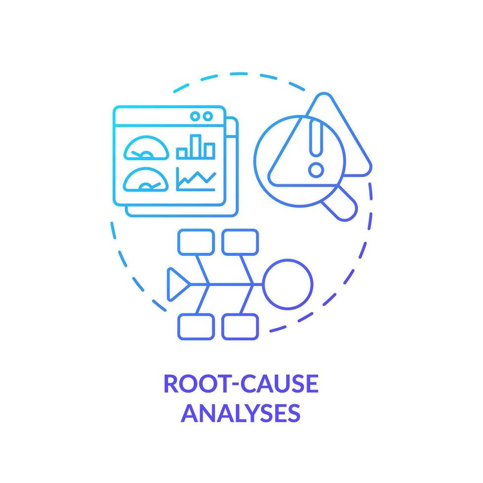 2D gradient icon root cause analysis concept, isolated vector ...