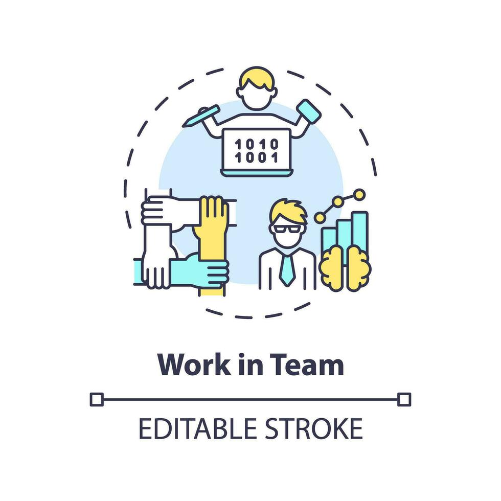 2d Editable Multicolor Work In Team Icon Simple Isolated Vector Ai Engineer Thin Line