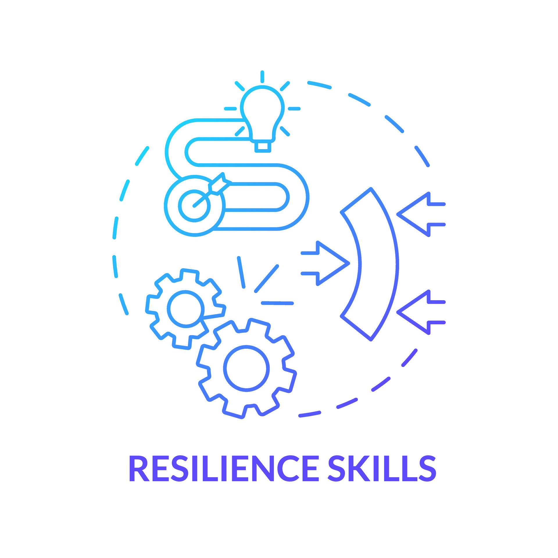 2D gradient icon resilience skills concept, isolated vector, mindful entrepreneurship thin line ...