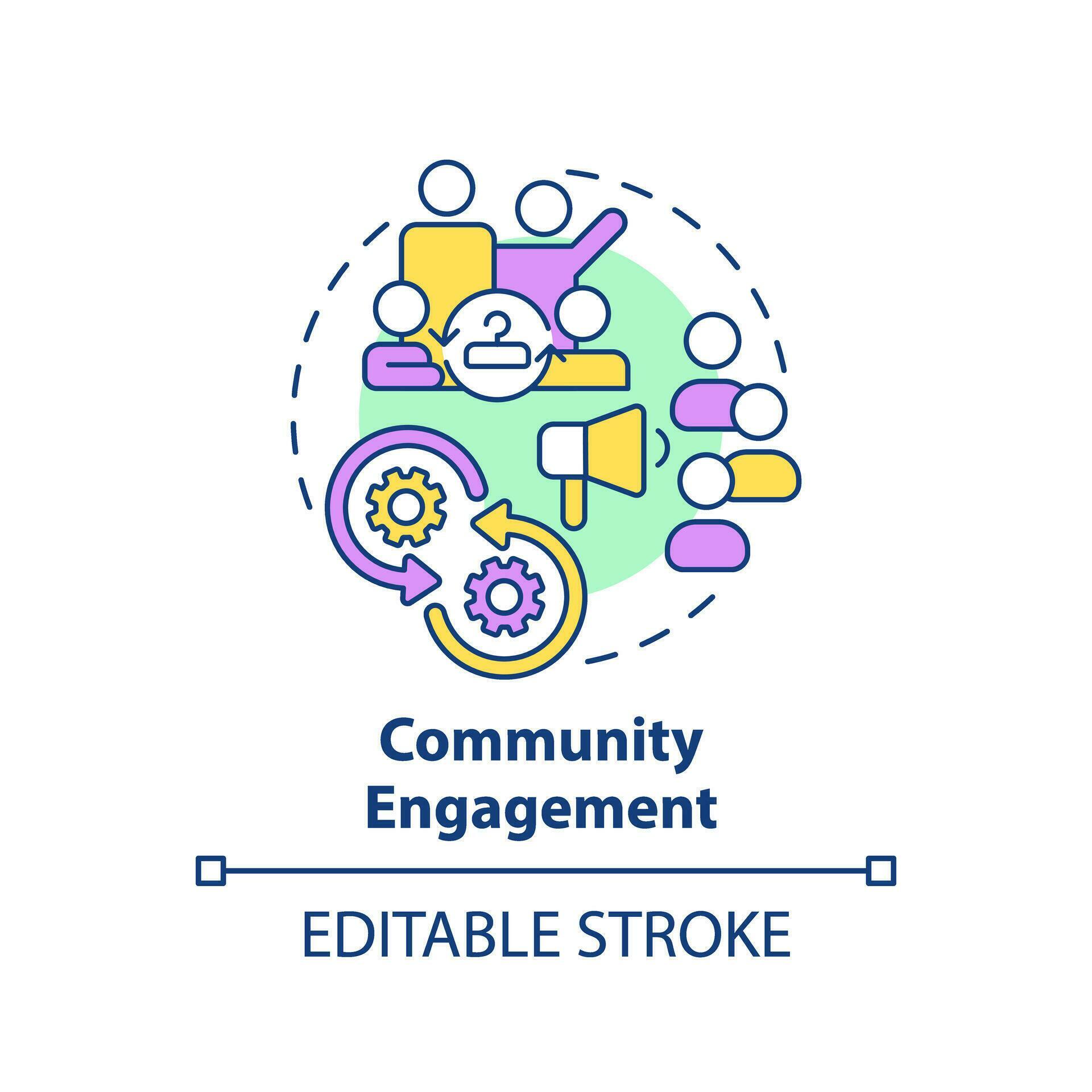 2D editable multicolor icon community engagement concept, simple isolated vector, sustainable ...