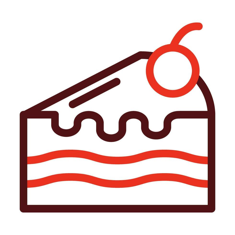 Cake Slice Vector Thick Line Two Color Icons For Personal And ...