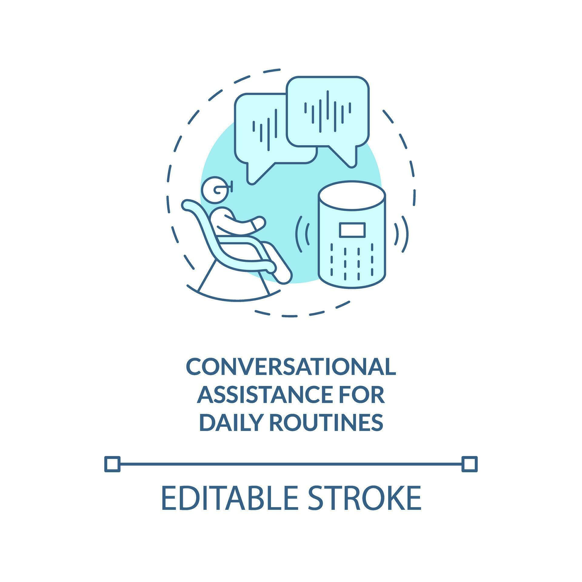 2D editable thin line icon conversational assistance for daily routines ... 2D editable thin line icon conversational assistance for daily routines ...