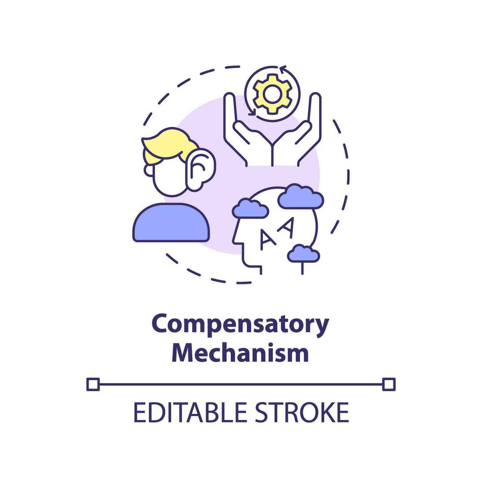 2D editable multicolor icon compensatory mechanism concept, simple ...