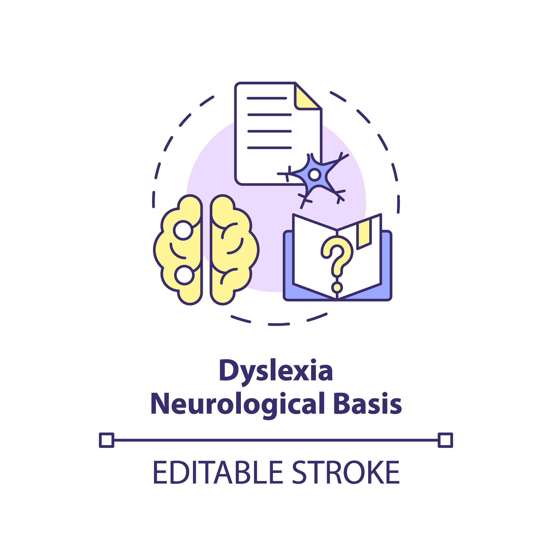 2d Editable Multicolor Icon Dyslexia Neurological Basis Concept Simple