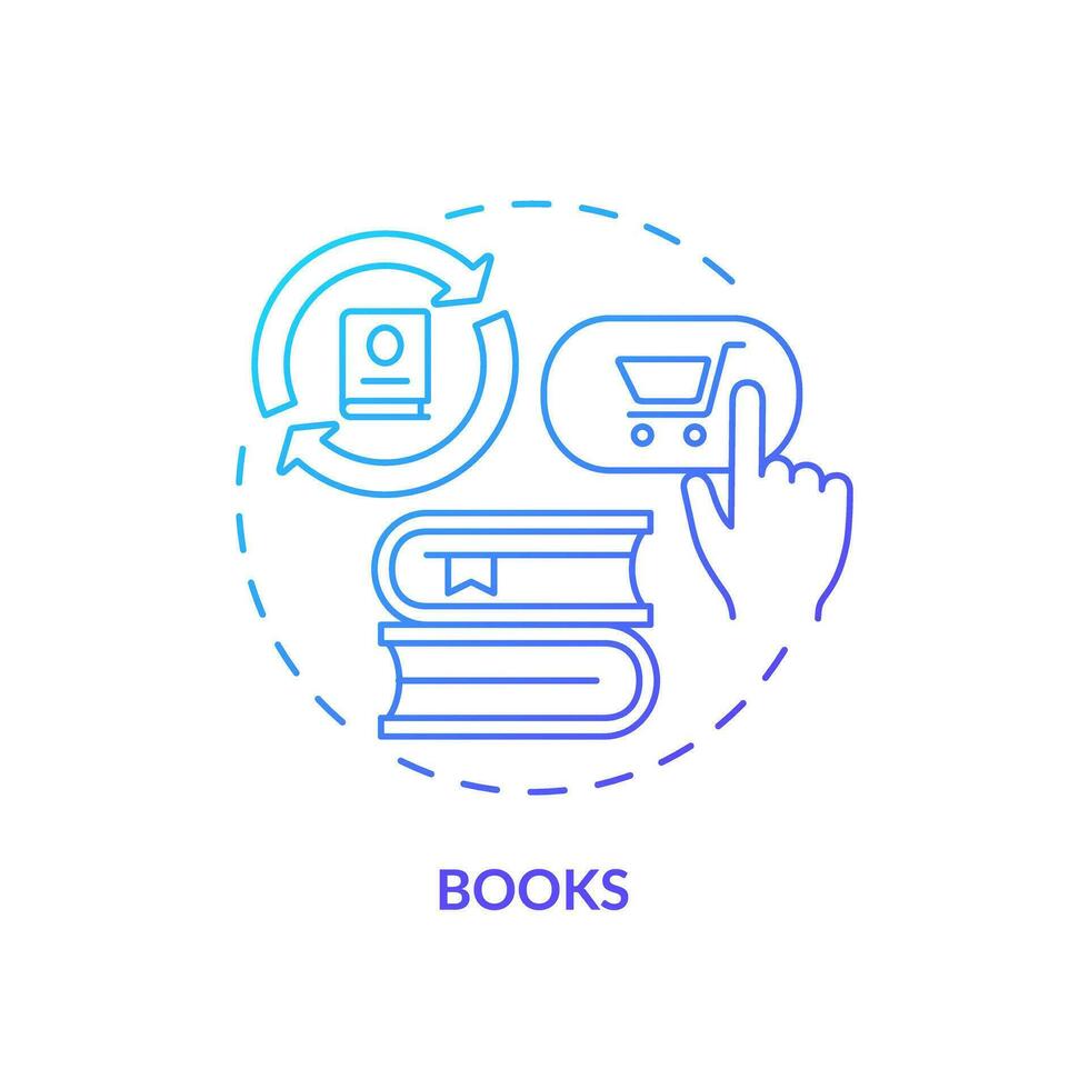 2D blue gradient icon books concept, simple isolated vector, C2C thin ...
