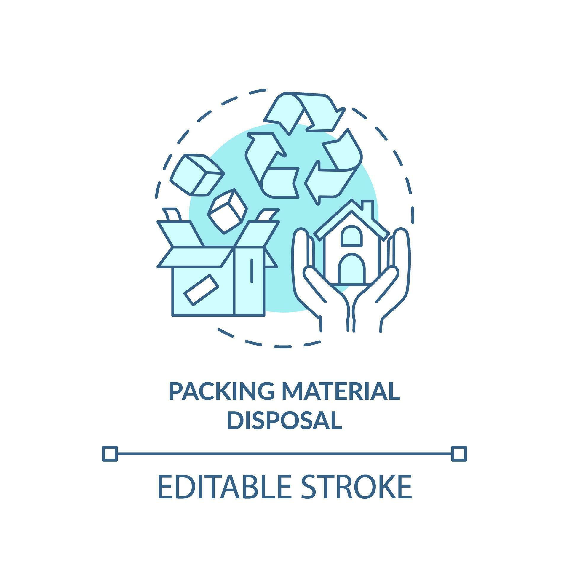 2d Editable Packing Material Disposal Icon Representing Moving Service