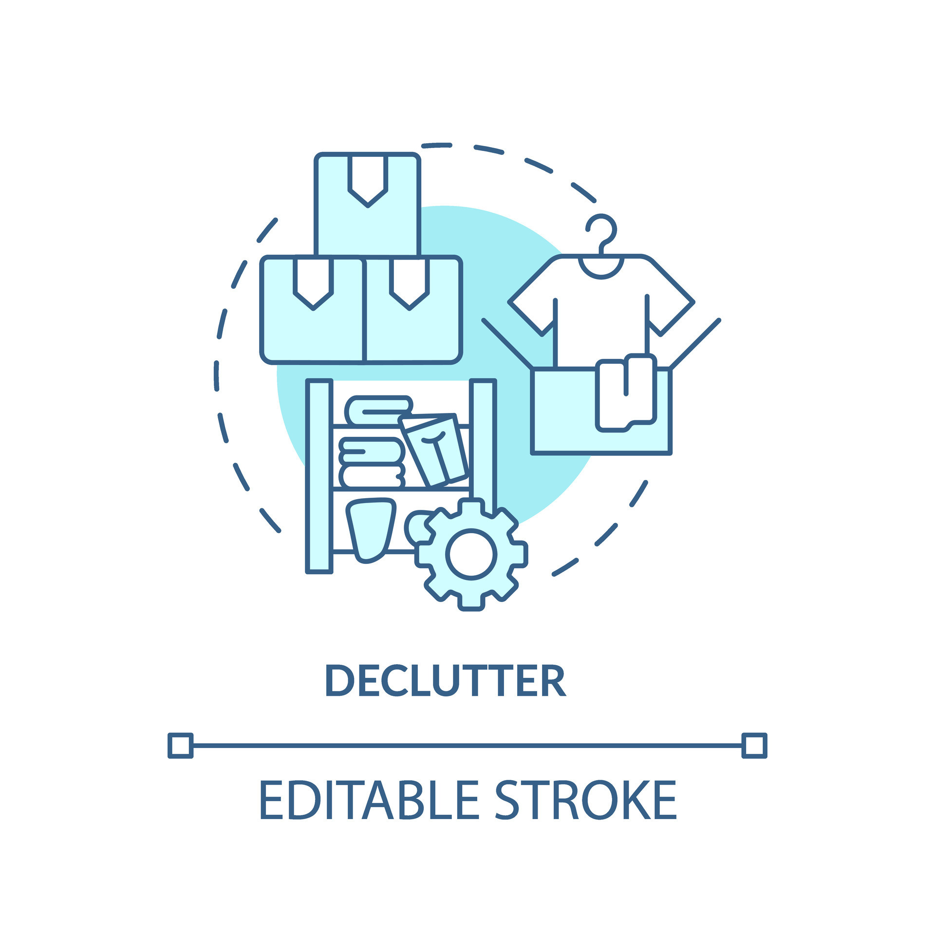 2d Editable Declutter Icon Representing Moving Service Monochromatic Isolated Vector Blue Thin