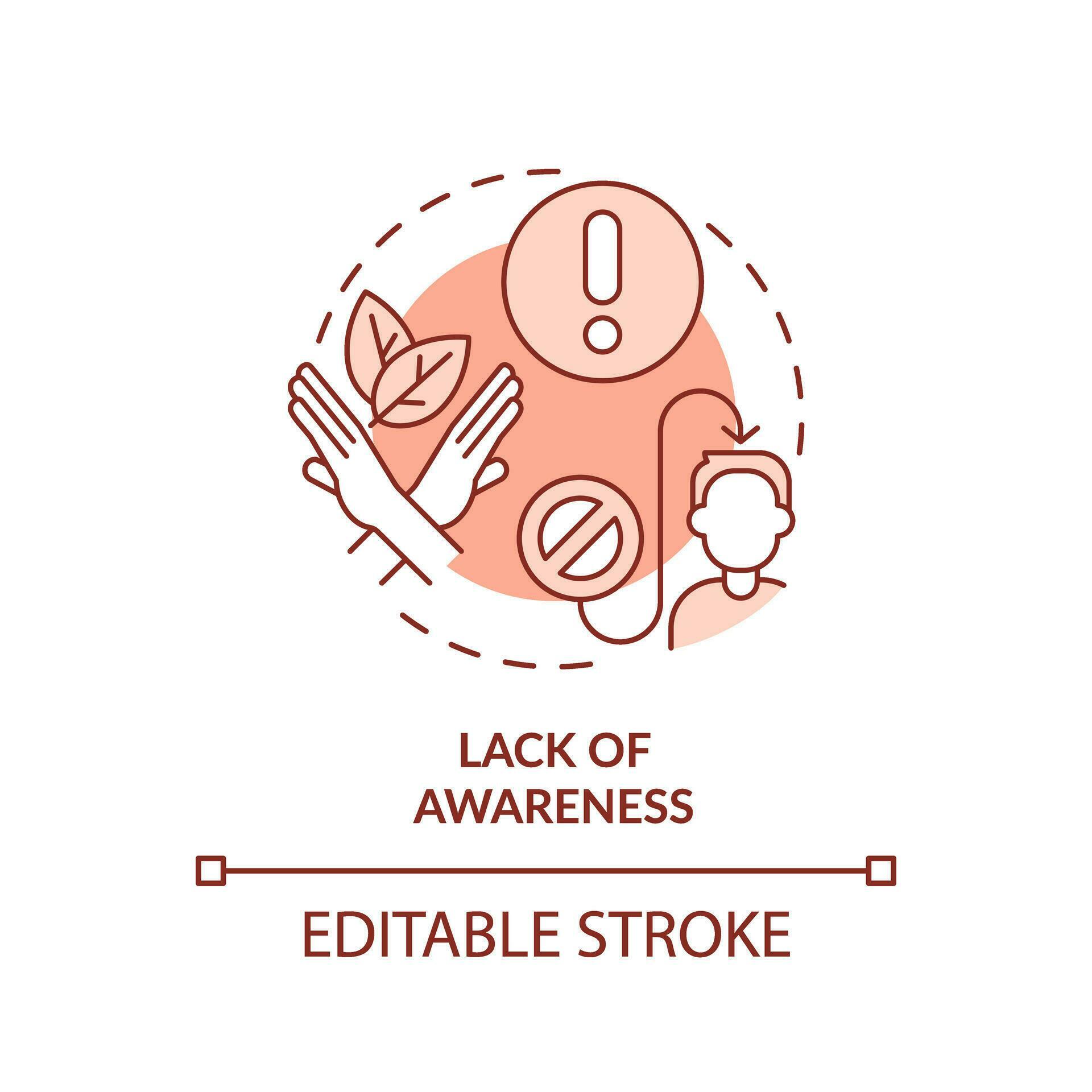 Editable lack of awareness red icon concept, isolated vector ... Editable lack of awareness red icon concept, isolated vector ...