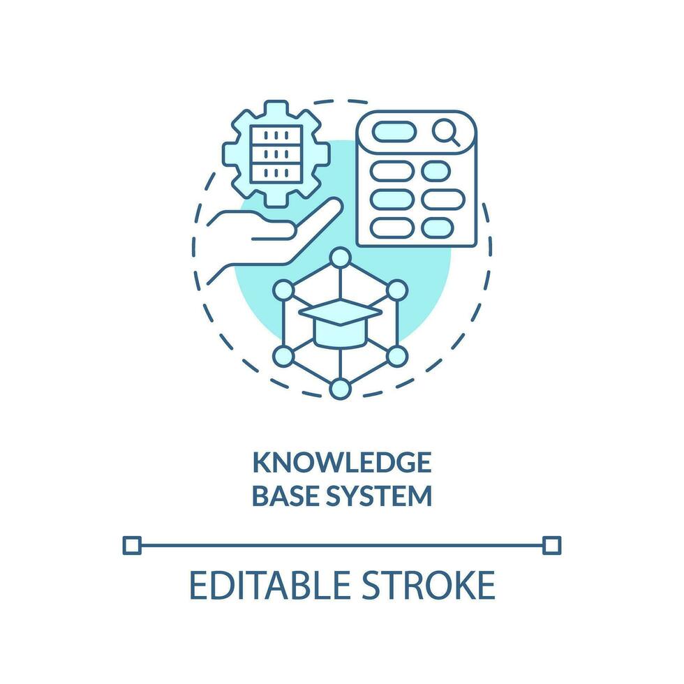 2D editable knowledge base system thin line blue icon concept, isolated ...
