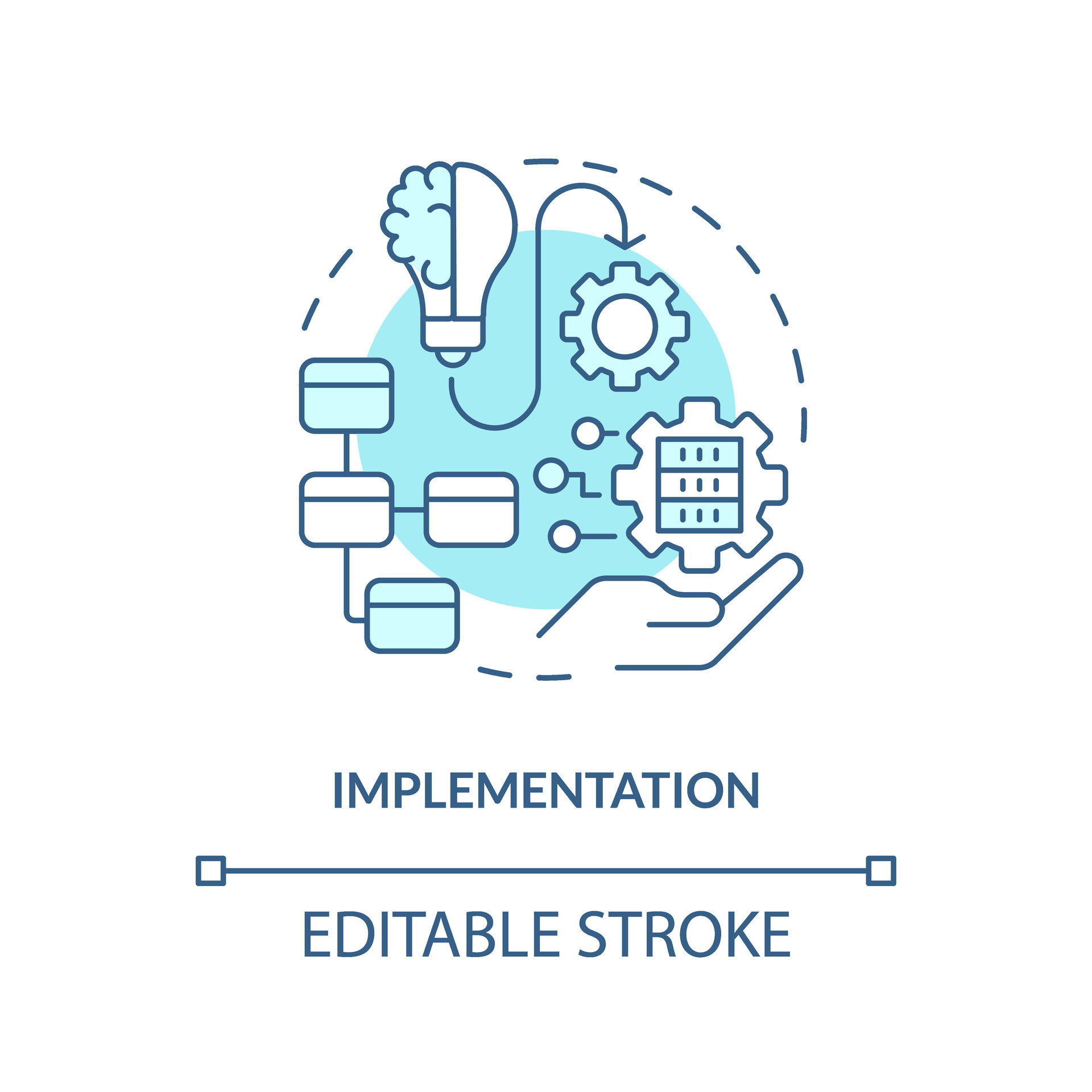 2D editable implementation thin line blue icon concept, isolated vector ...