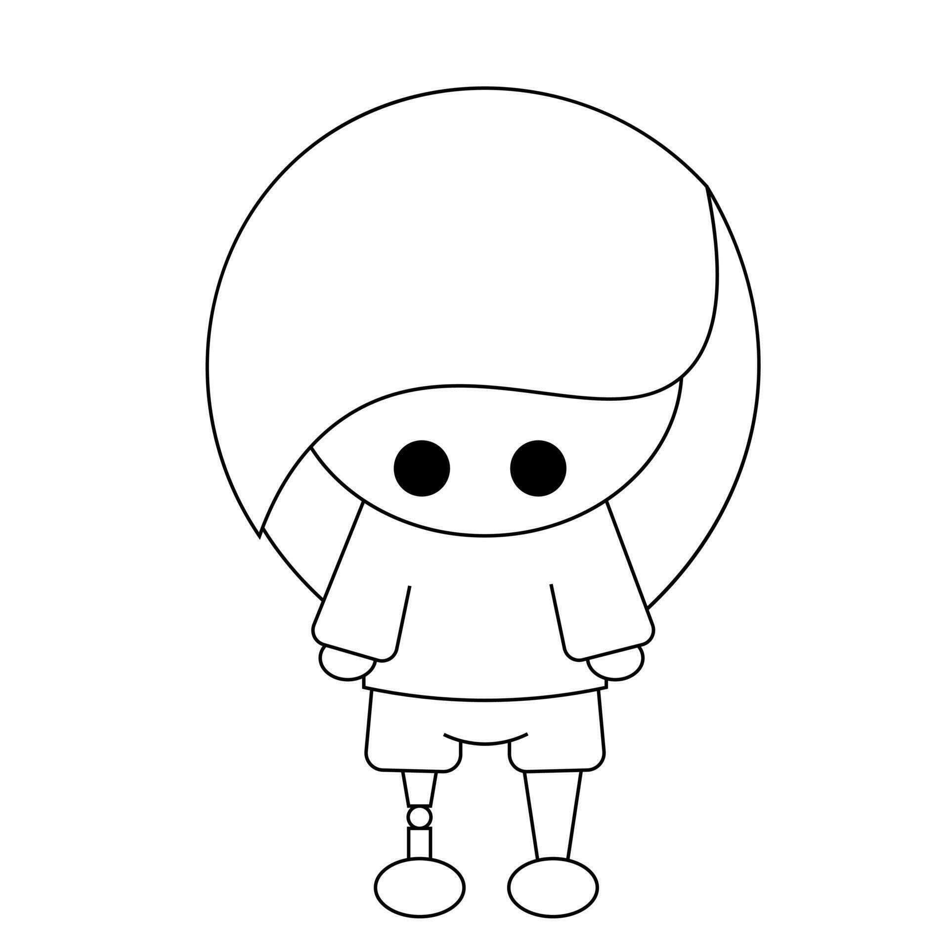 Cartoon Cute Blonde Girl With Prosthetic Leg In Black And White 34232522 Vector Art At Vecteezy