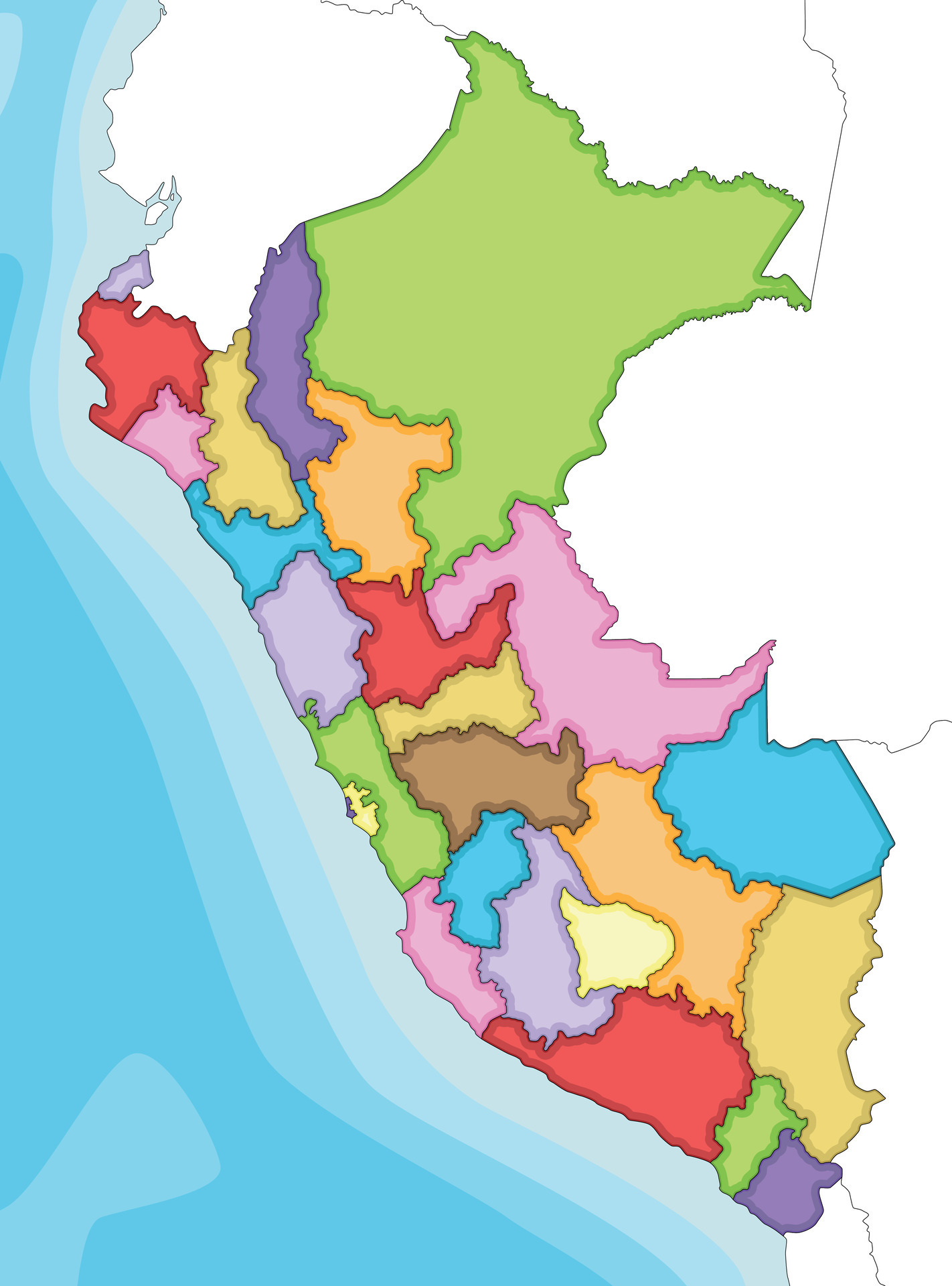 Vector illustrated blank map of Peru with departments, provinces and ... Vector illustrated blank map of Peru with departments, provinces and ...