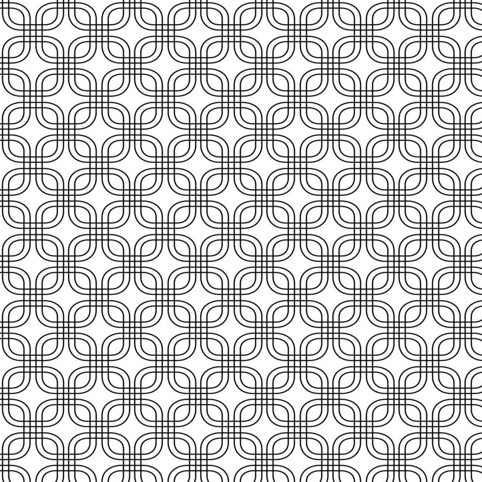 Black Line Interlocking Squares Vector Lattice Seamless Background