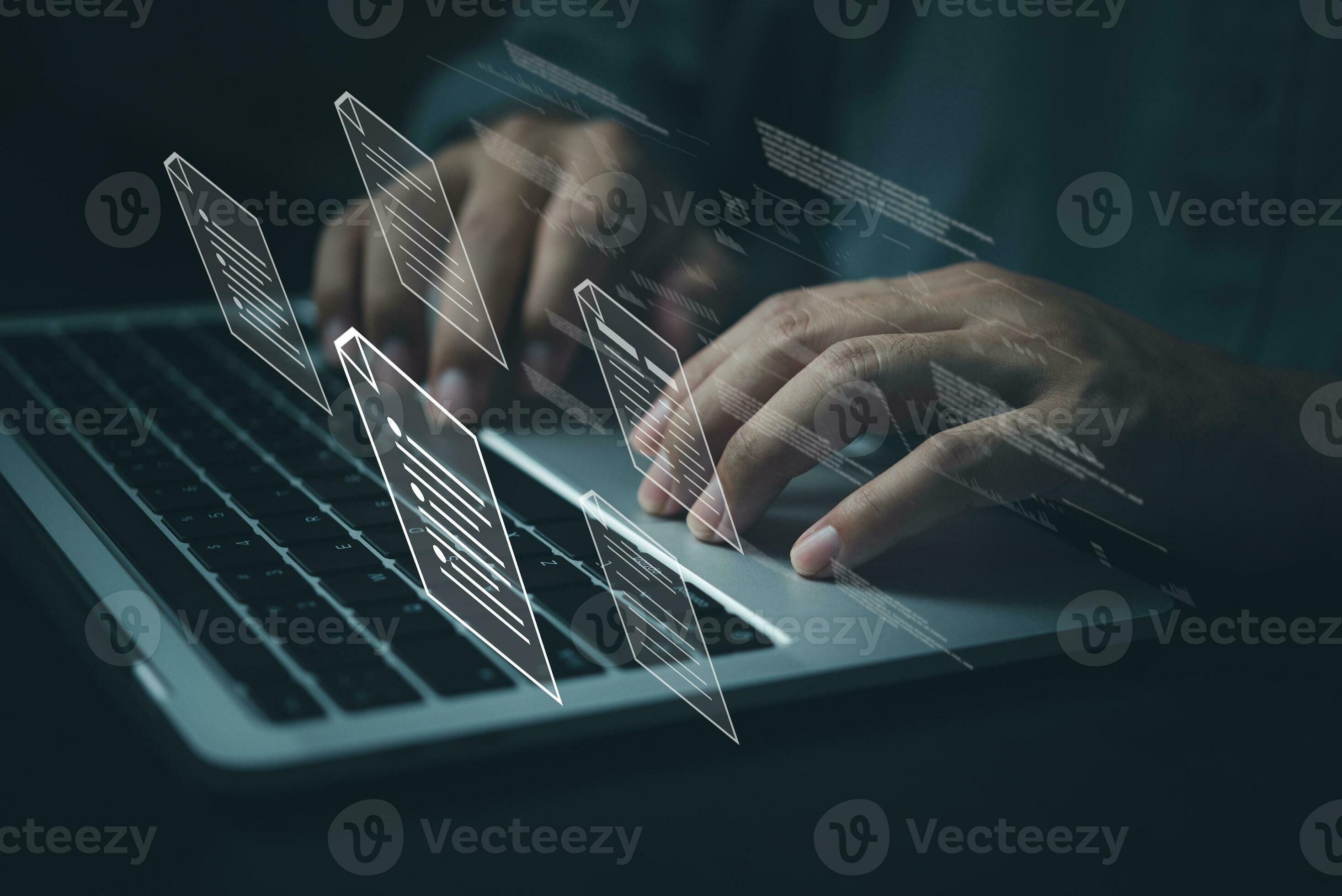 document file management concept, online documentation database system information software ...