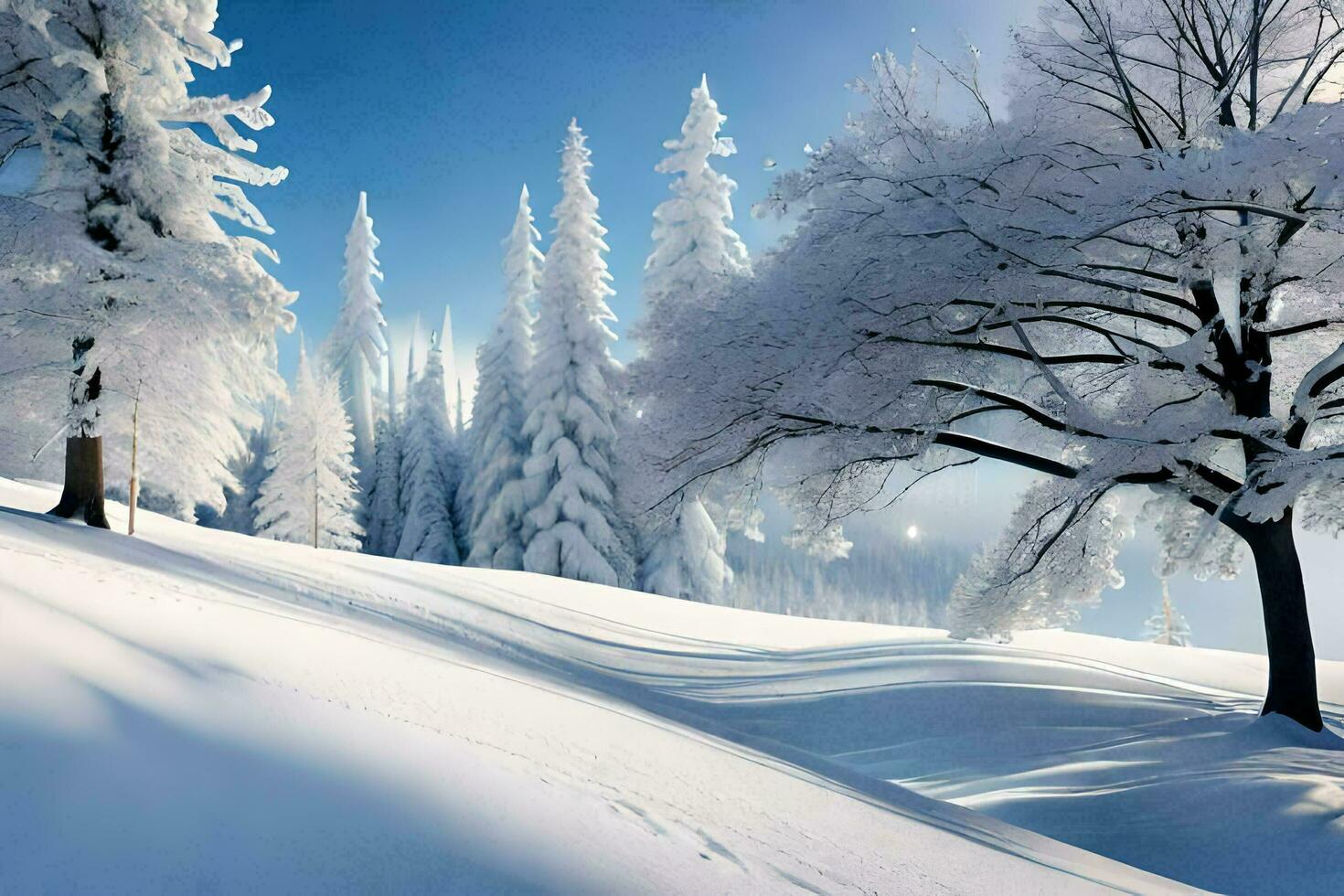 winter landscape with trees covered in snow. AI-Generated 34296748 ...