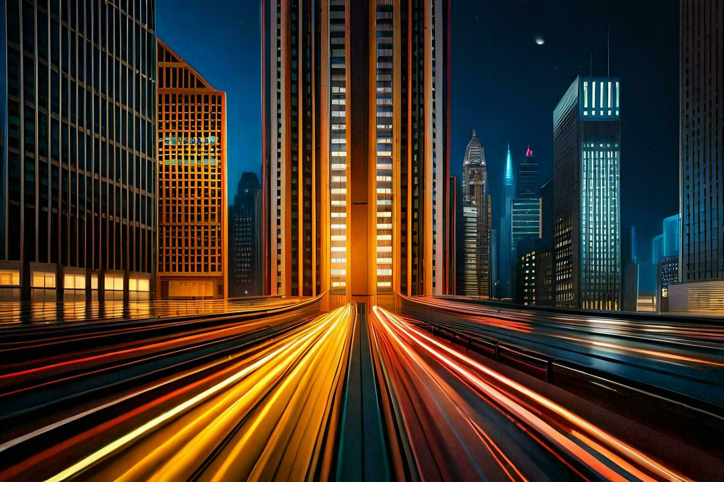 a city at night with traffic lights. AI-Generated 34317135 Stock Photo ... a city at night with traffic lights. AI-Generated 34317135 Stock Photo ...