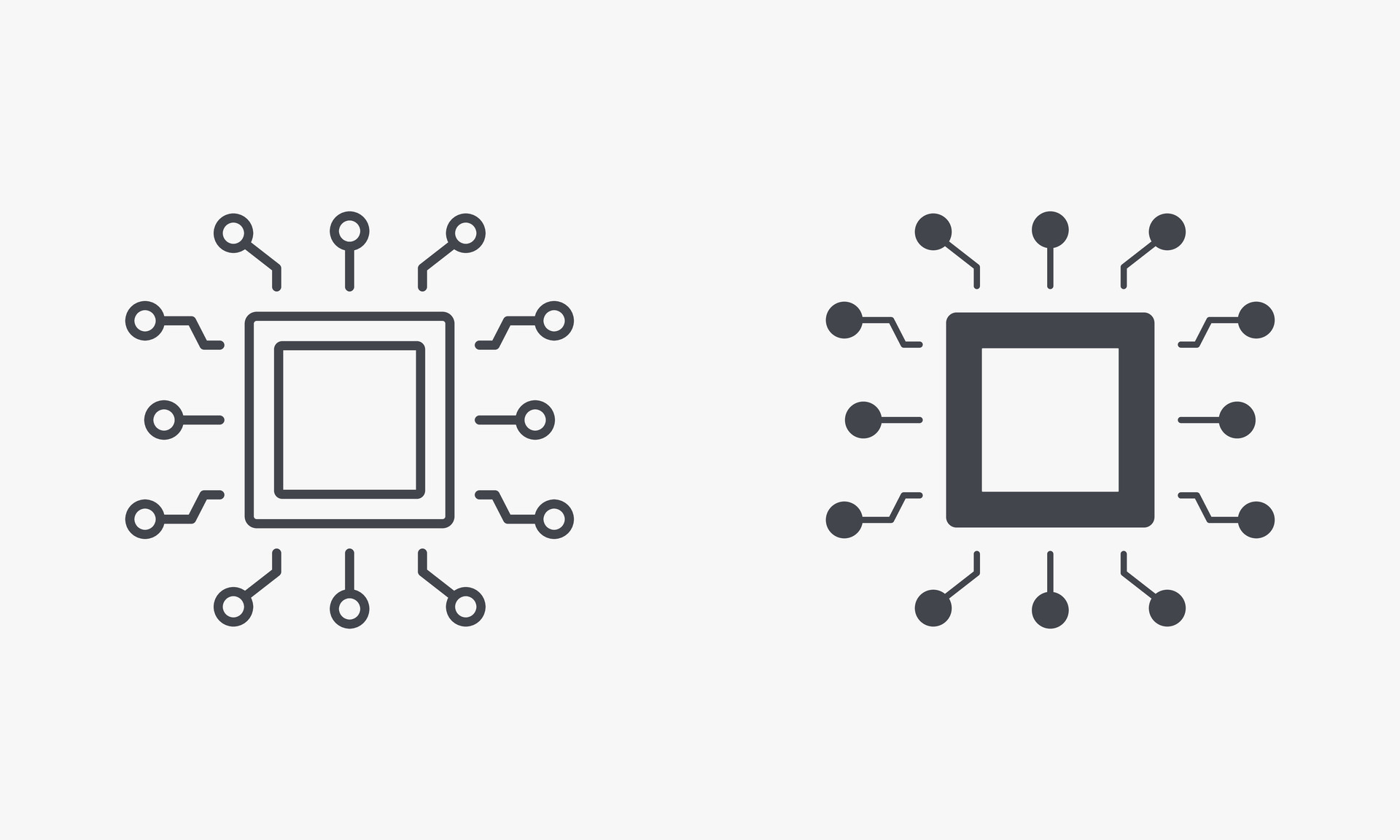 CPU Silhouette and Line Icon Set. Central Processing Unit, Electronic ... CPU Silhouette and Line Icon Set. Central Processing Unit, Electronic ...