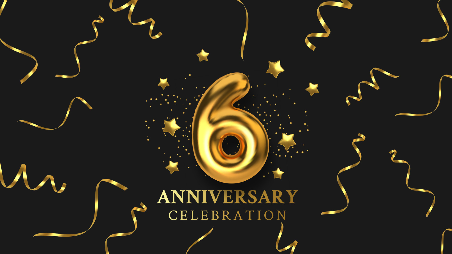 6to aniversario celebracion. número en el formar de dorado globos realista 3d oro números y ...