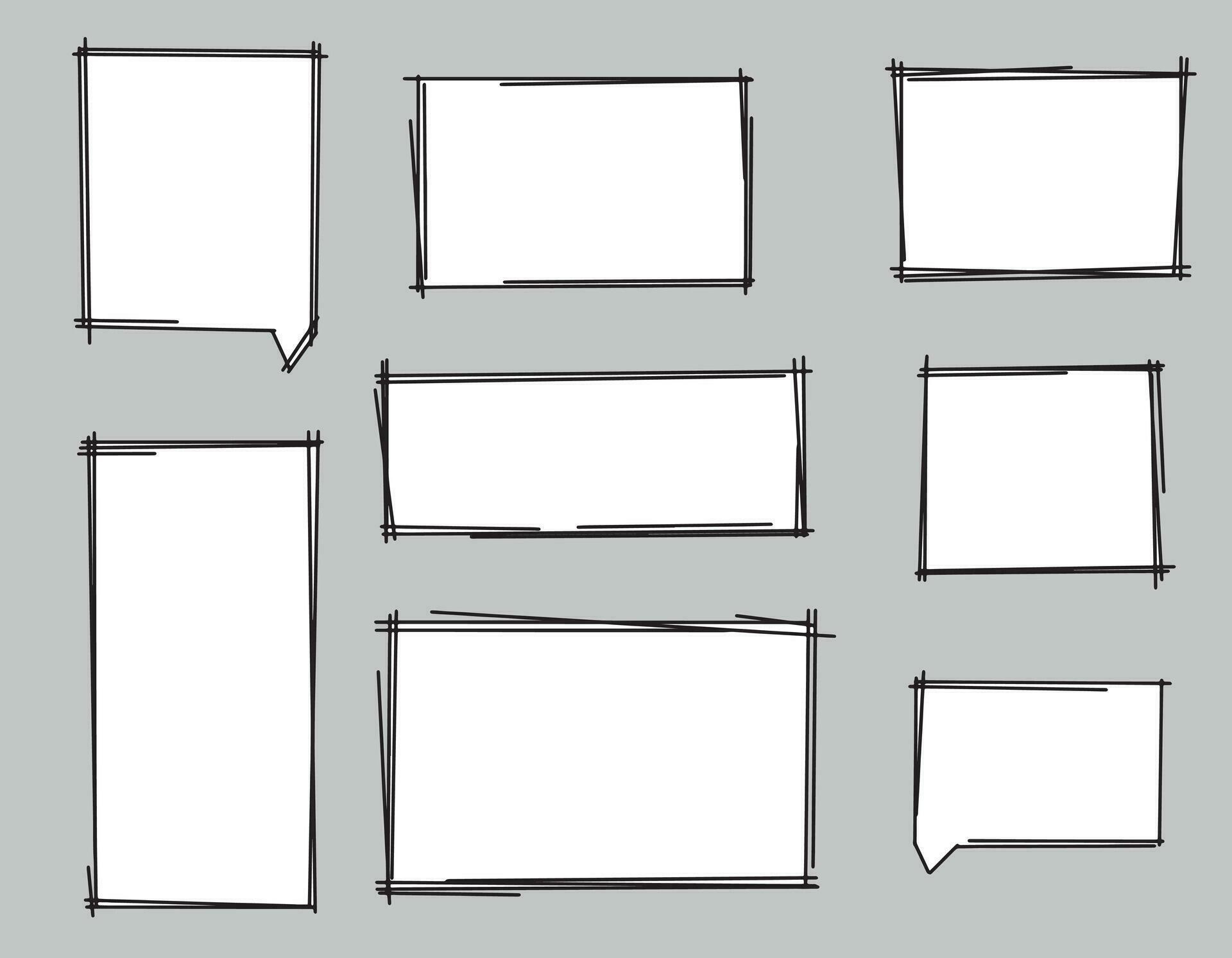 Set Of Hand Drawn Text Boxes Vector Graphics Clouds For Quotes And Text Doodle Design