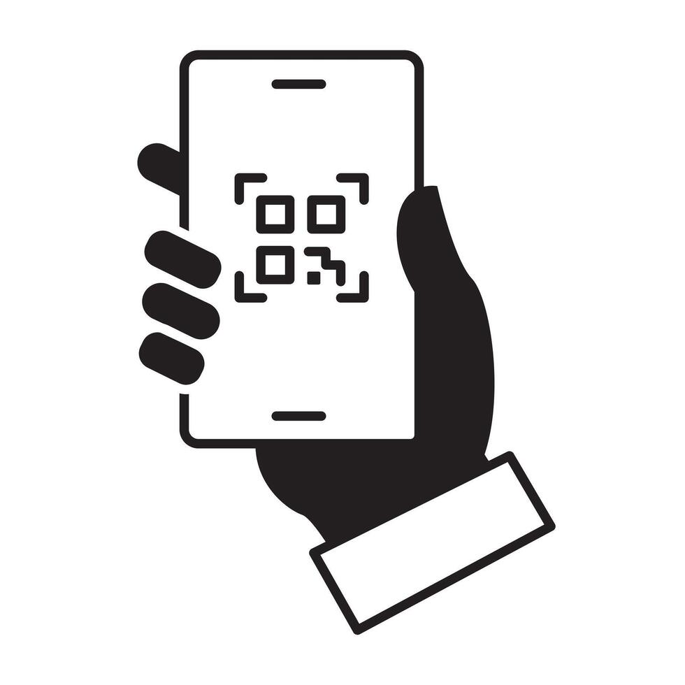 Qr Code Scanner App Smartphone With Qr Code Handheld Code Reader Scan And Decode Icon