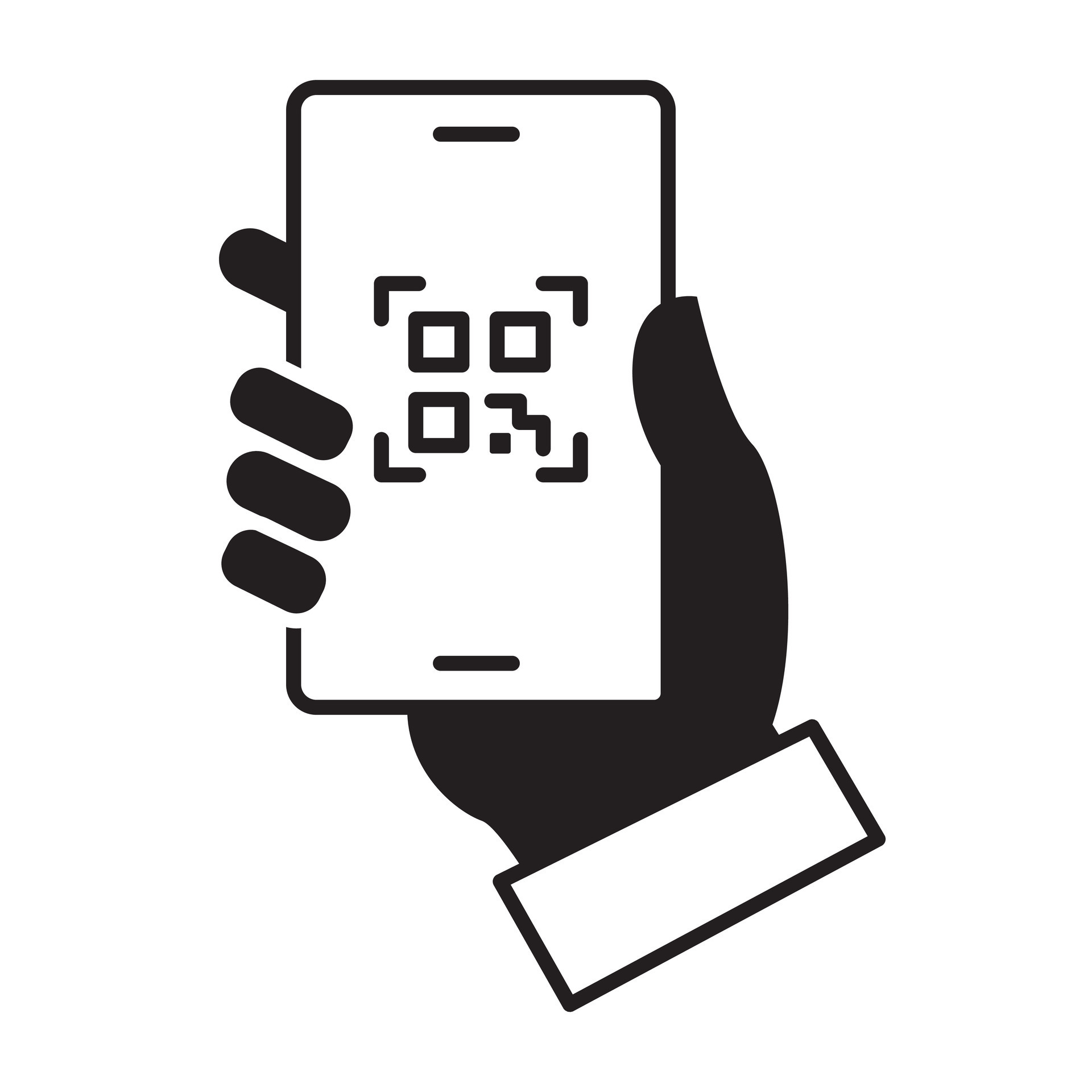 Qr Code Scanner App Smartphone With Qr Code Handheld Code Reader Scan And Decode Icon