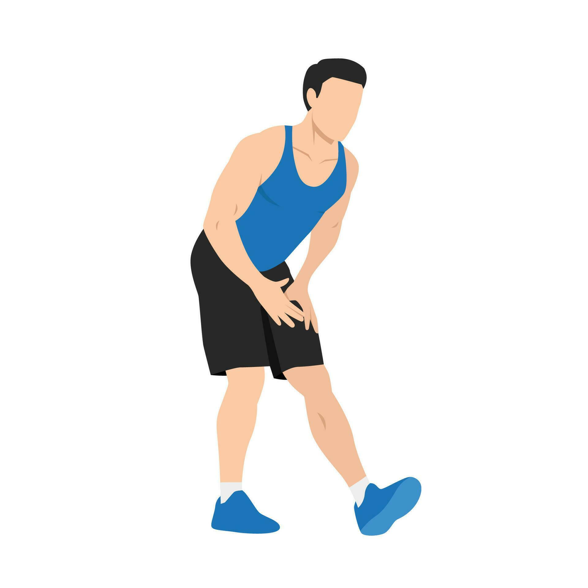 Man doing standing hamstring stretch exercise. 34326039 Vector Art at ...