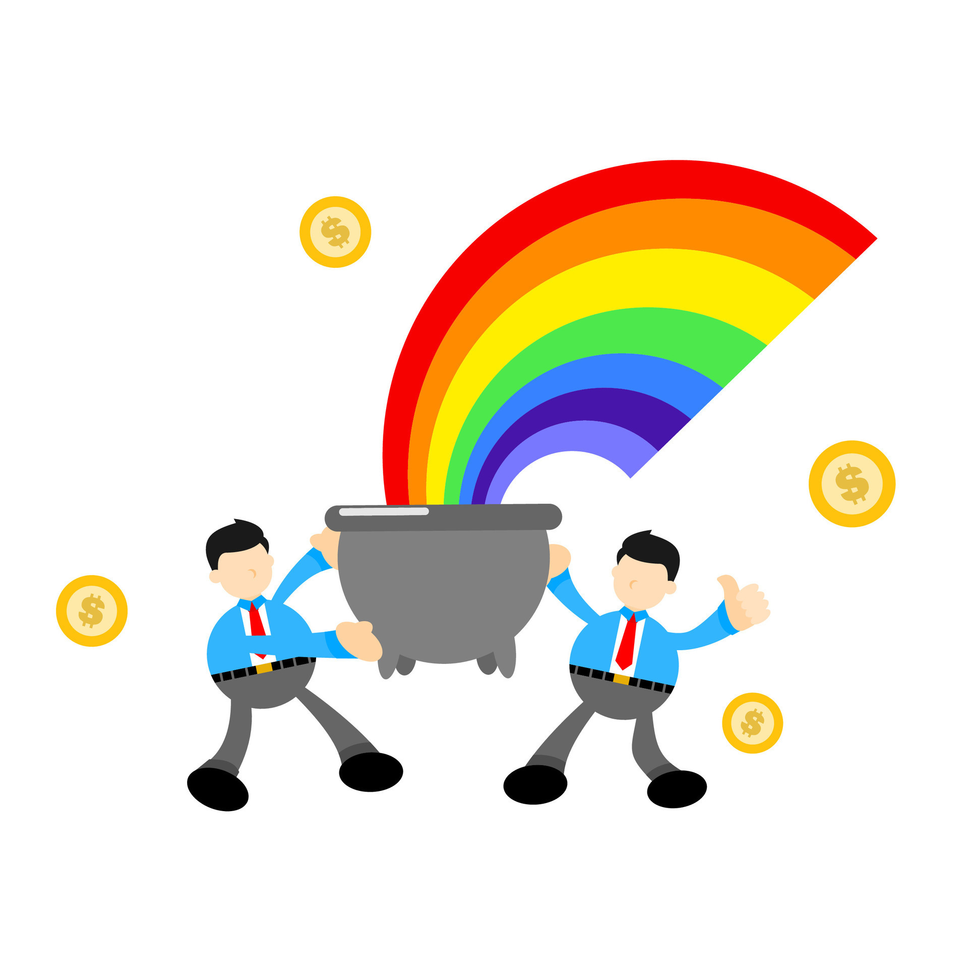 businessman worker and cauldron with money and rainbow holiday cartoon ... businessman worker and cauldron with money and rainbow holiday cartoon ...