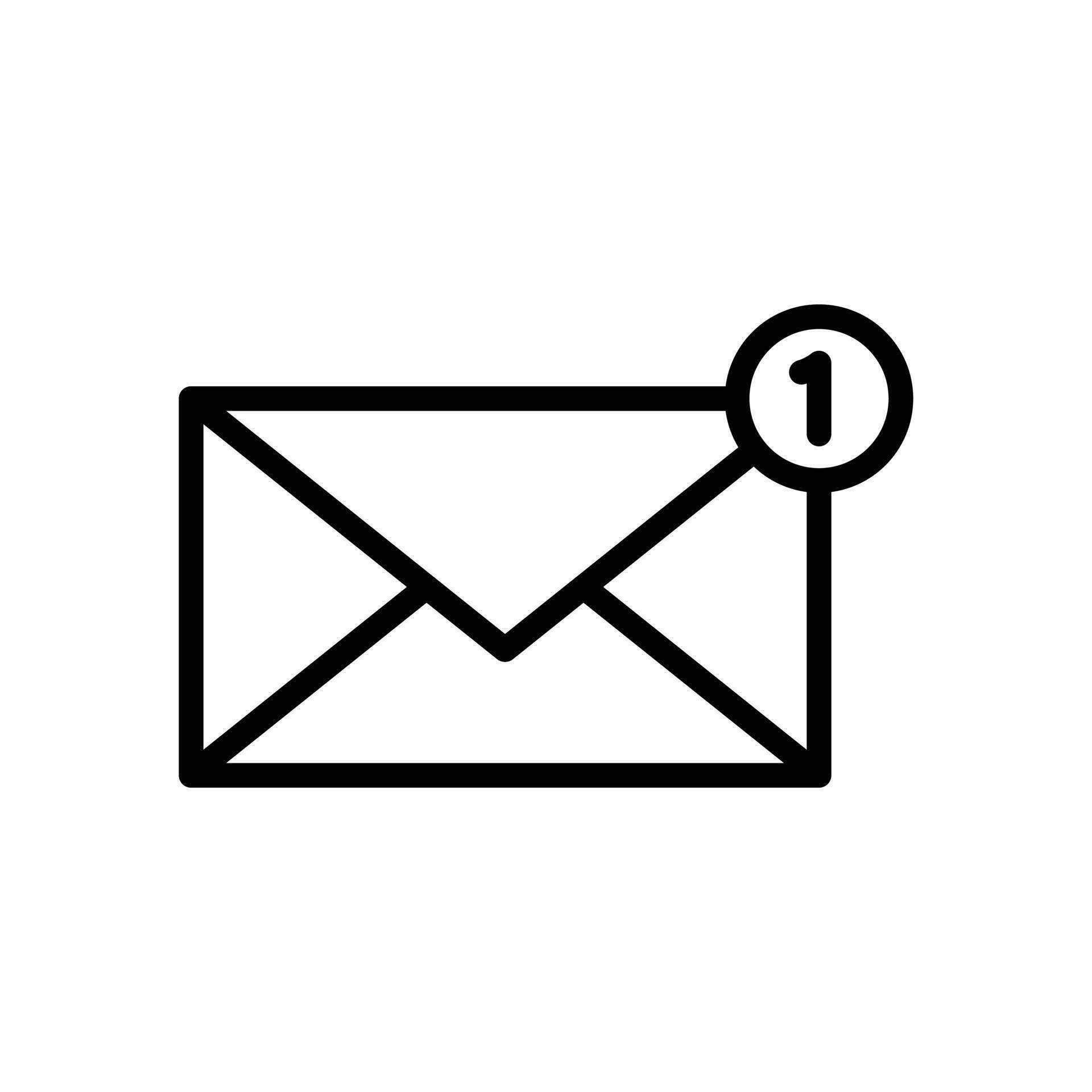 One new message mail, email notification concept icon in line style ...