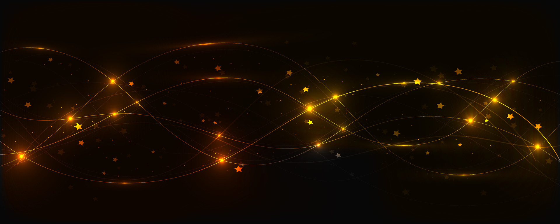 Abstract shiny glowing golden wave lines. The effect of the movement of glittery waves. Moving ...