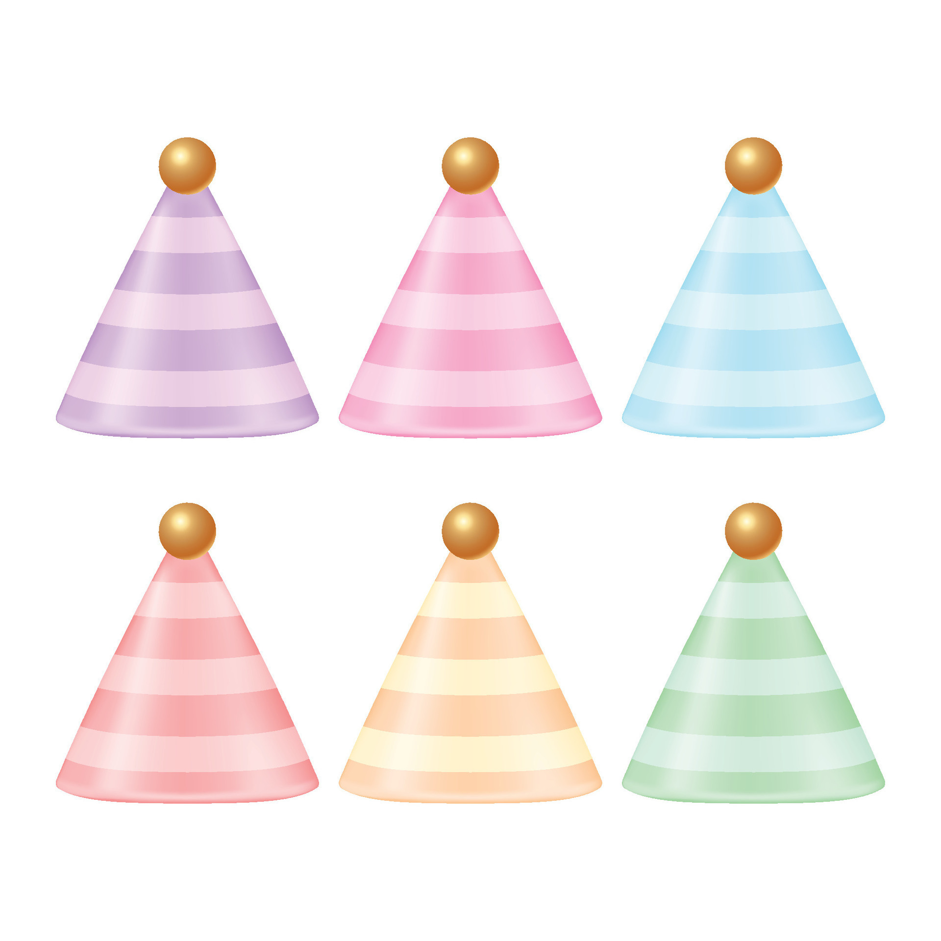 Vector birthday party caps 3d vector illustration. colorful hats for ...