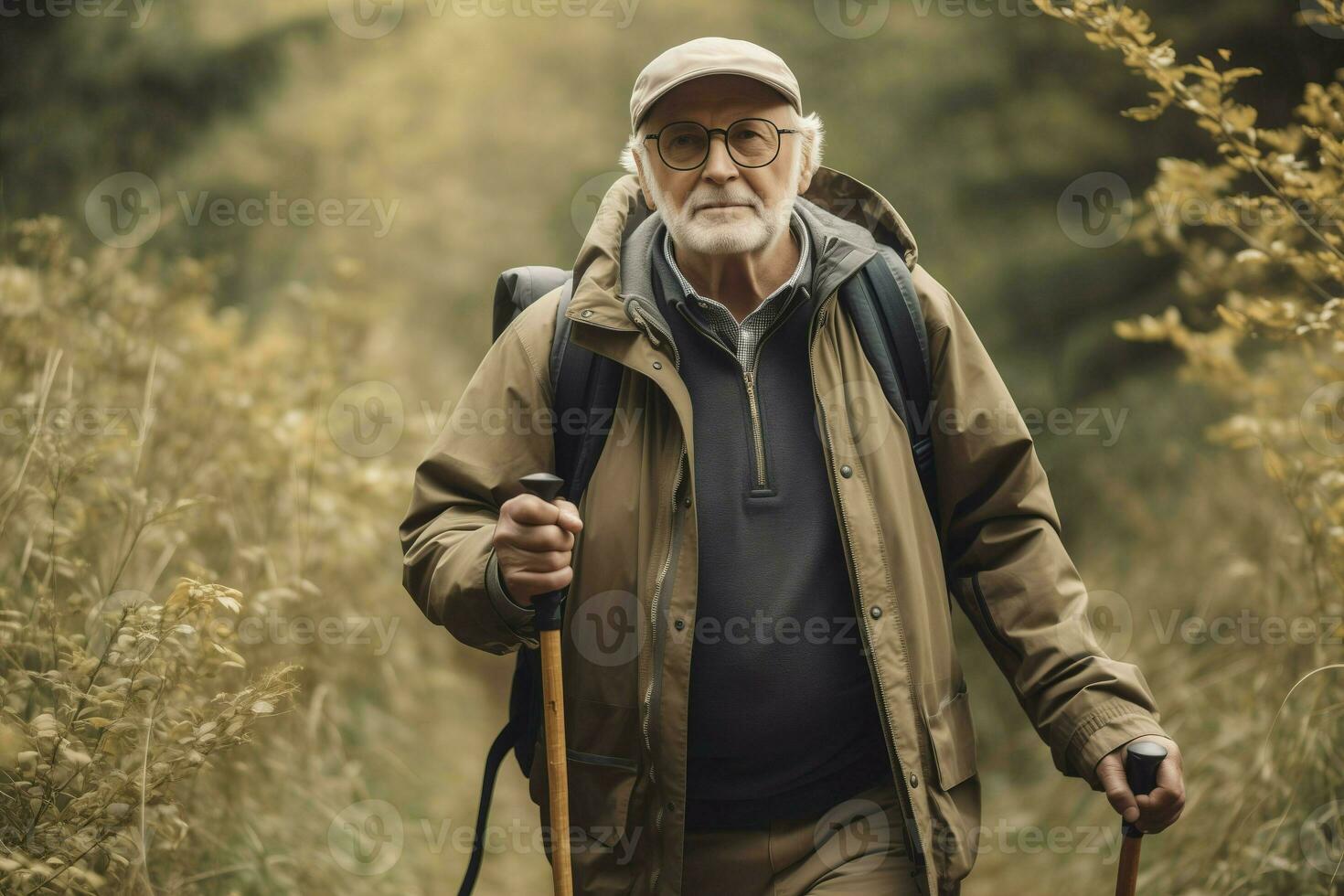 Older man hiking nature outdoor. Generate Ai 34332980 Stock Photo at Vecteezy