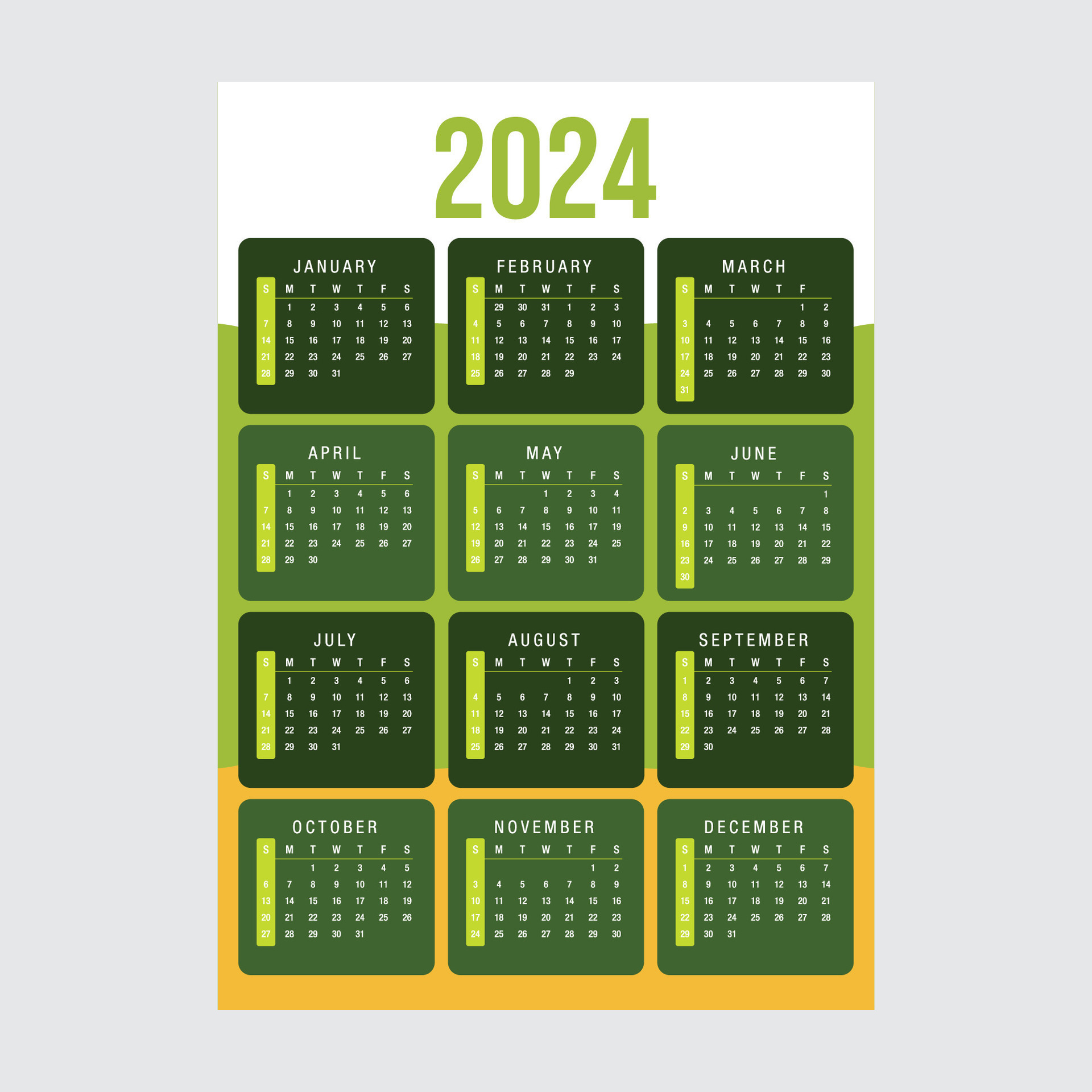 2024 Calendar Editable Vector 34338485 Vector Art At Vecteezy