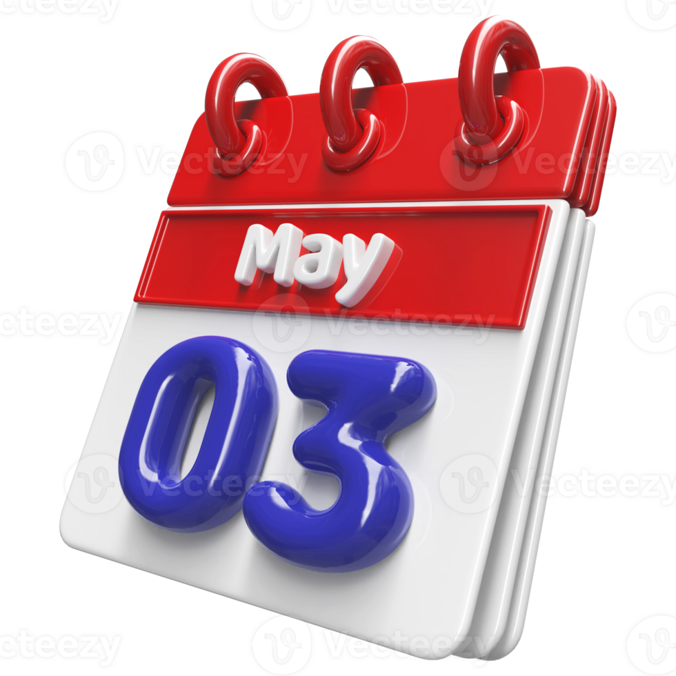 May 3rd Calendar 3D Render 34339258 PNG May 3rd Calendar 3D Render 34339258 PNG