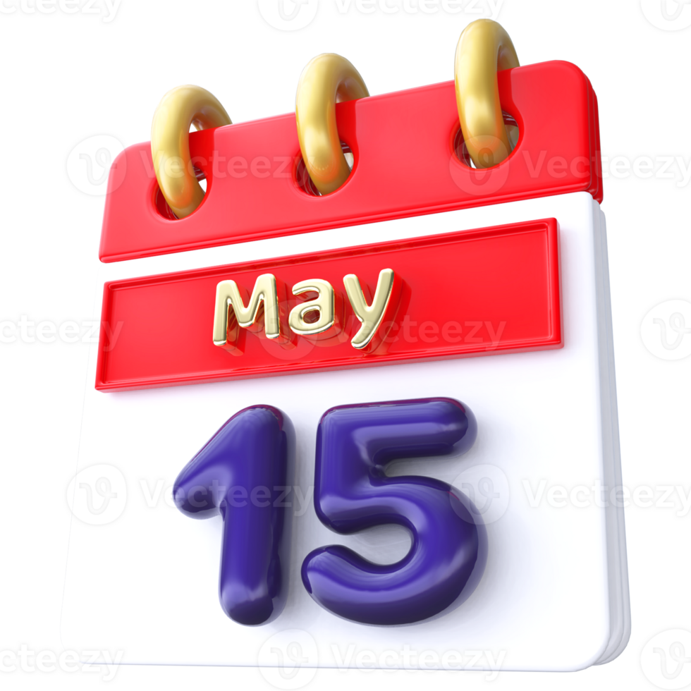May 15th Calendar 3d Render 34339304 Png